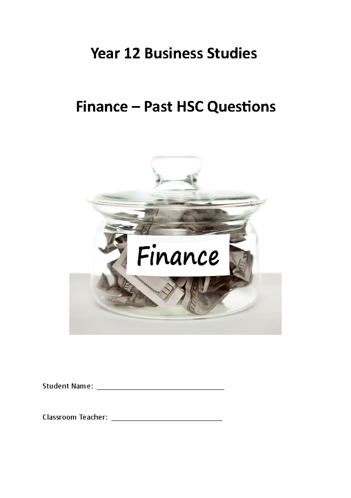 Finance - Past HSC Questions - Year 12 Business Studies Finance – Past ...