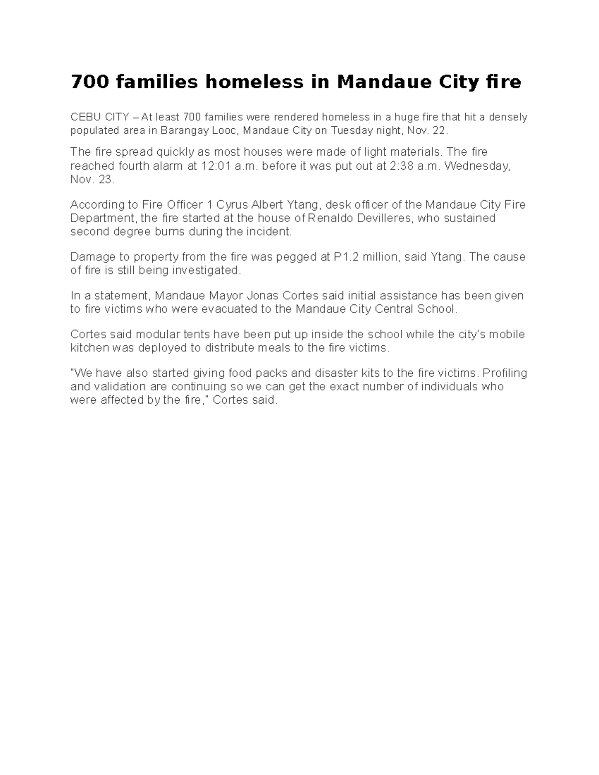 700 families homeless in Mandaue City fire - 22. The fire spread ...