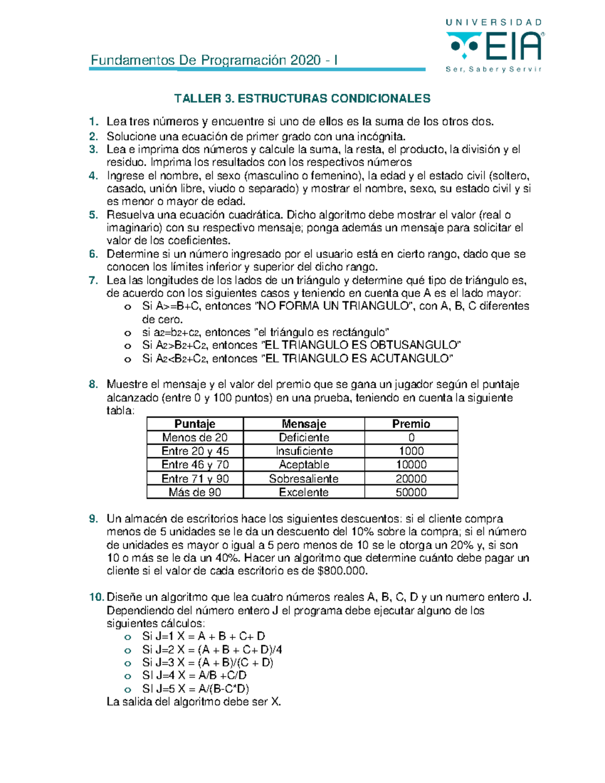 Taller 3 (2) - Jjh - Fundamentos De Programación 2020 - I TALLER 3 ...