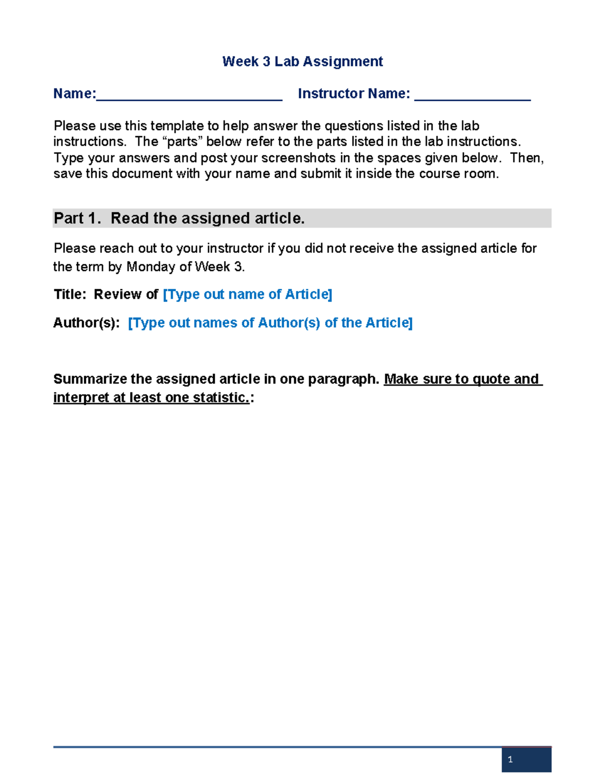 Week 3 Lab Official Student Template - Week 3 Lab Assignment Name:________________________ - Studocu