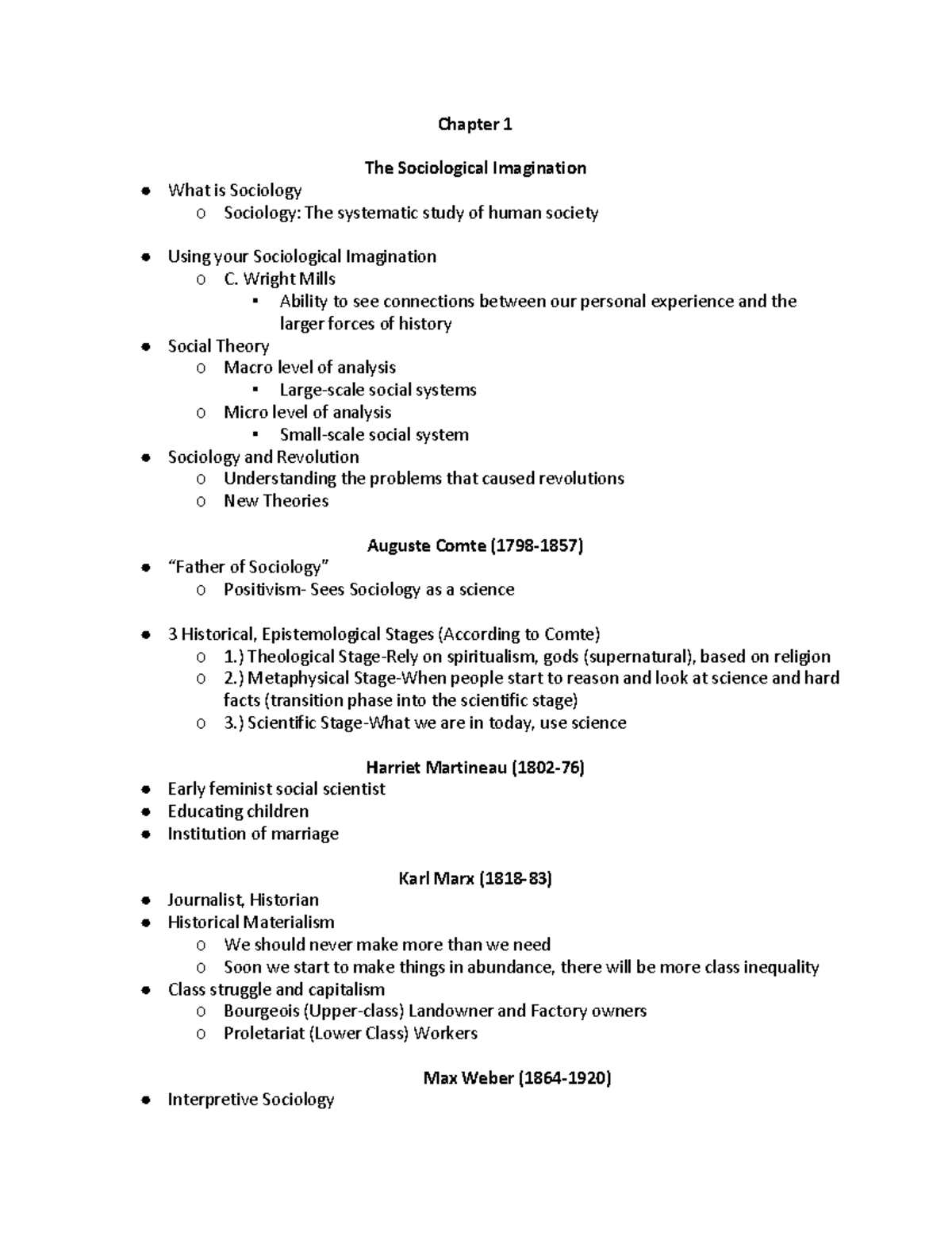 Sociology Notes ( Updated) - Chapter 1 The Sociological Imagination ...
