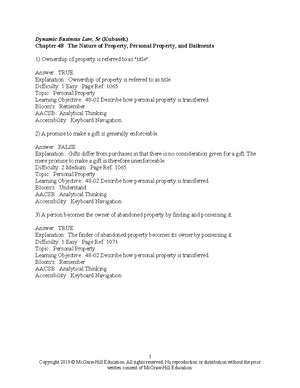 Kubasek 5e chapter 17 tb answerkey - Dynamic Business Law, 5e (Kubasek ...