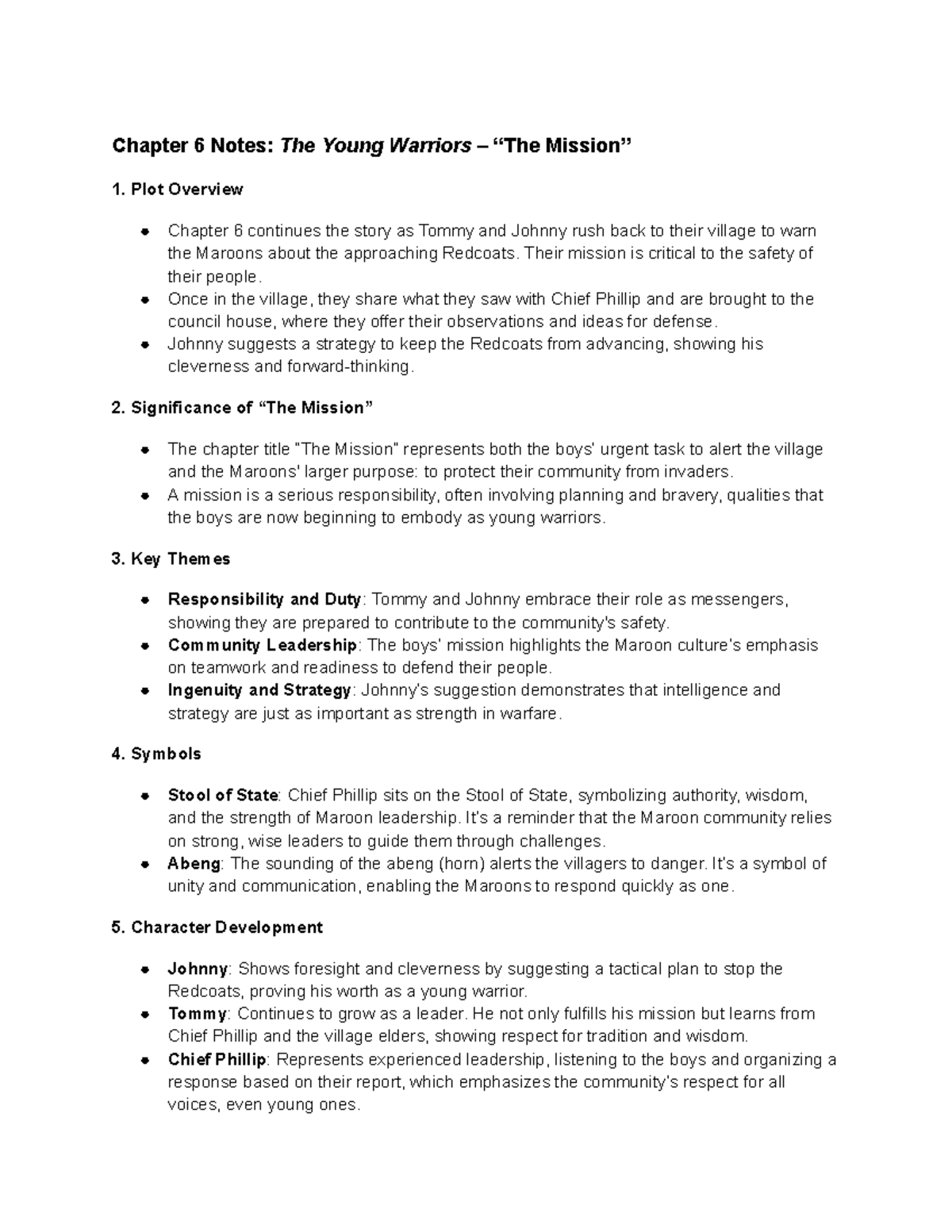Chapter 6 - lol - Chapter 6 Notes: The Young Warriors – “The Mission ...