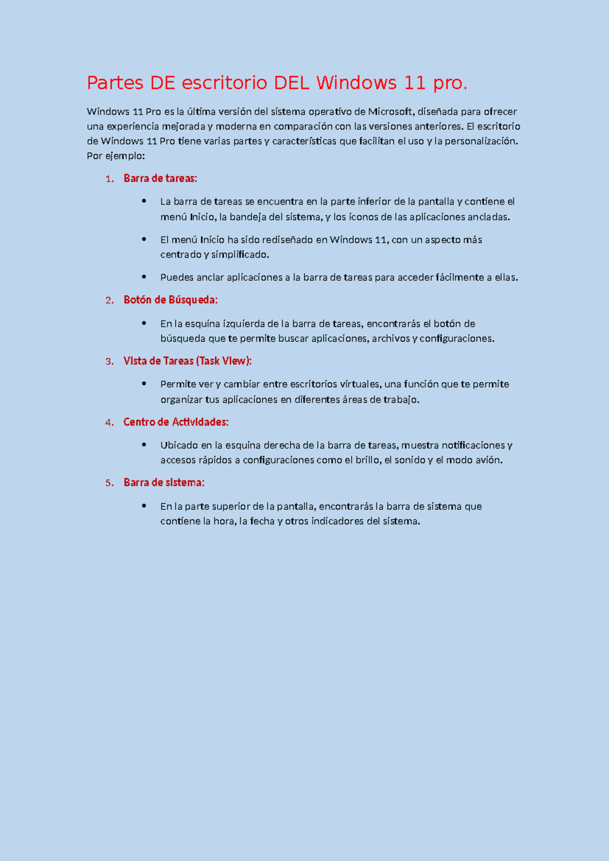 Partes escritorio se Windows 11 pro - Partes DE escritorio DEL Windows ...