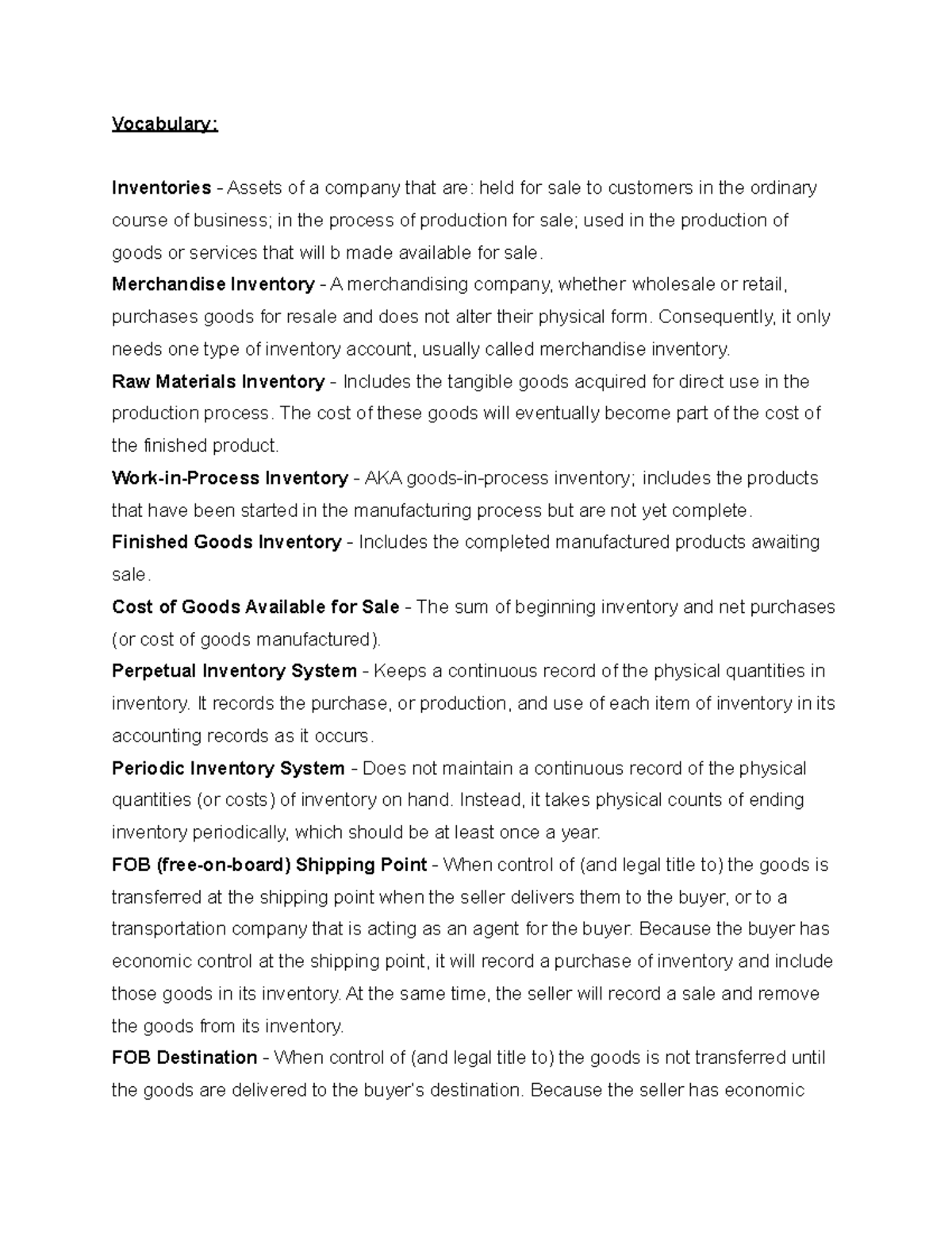 ACC 3070 Ch7 Vocab - Notes work for any Intermediate Accounting Section ...