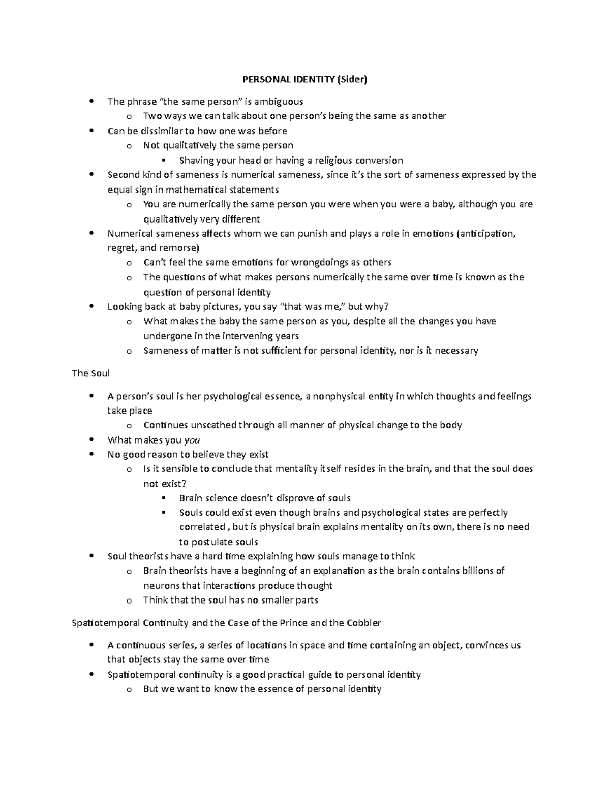 Personal Identity - Studocu