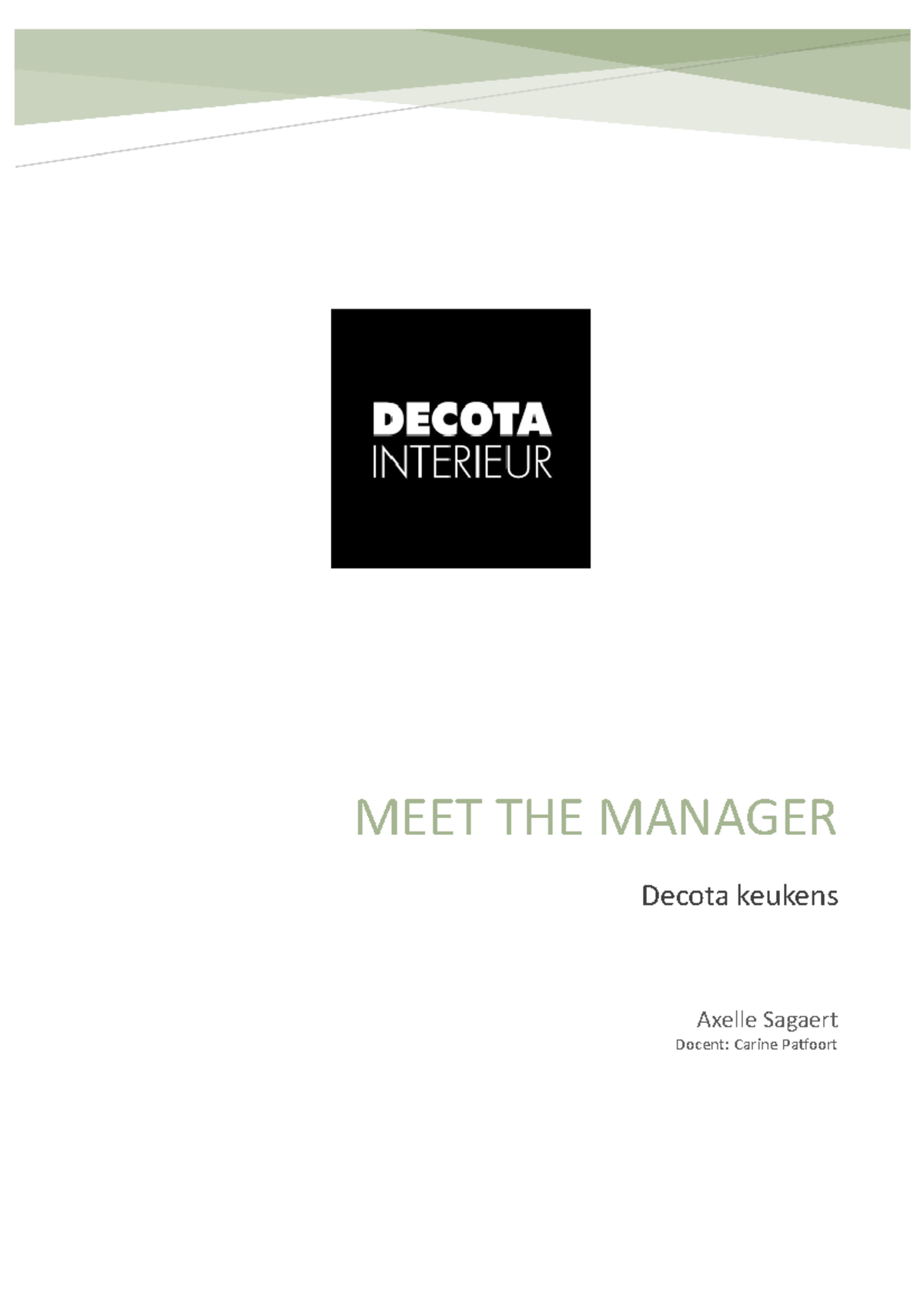Meet the manager - MEET THE MANAGER Decota keukens Axelle Sagaert ...