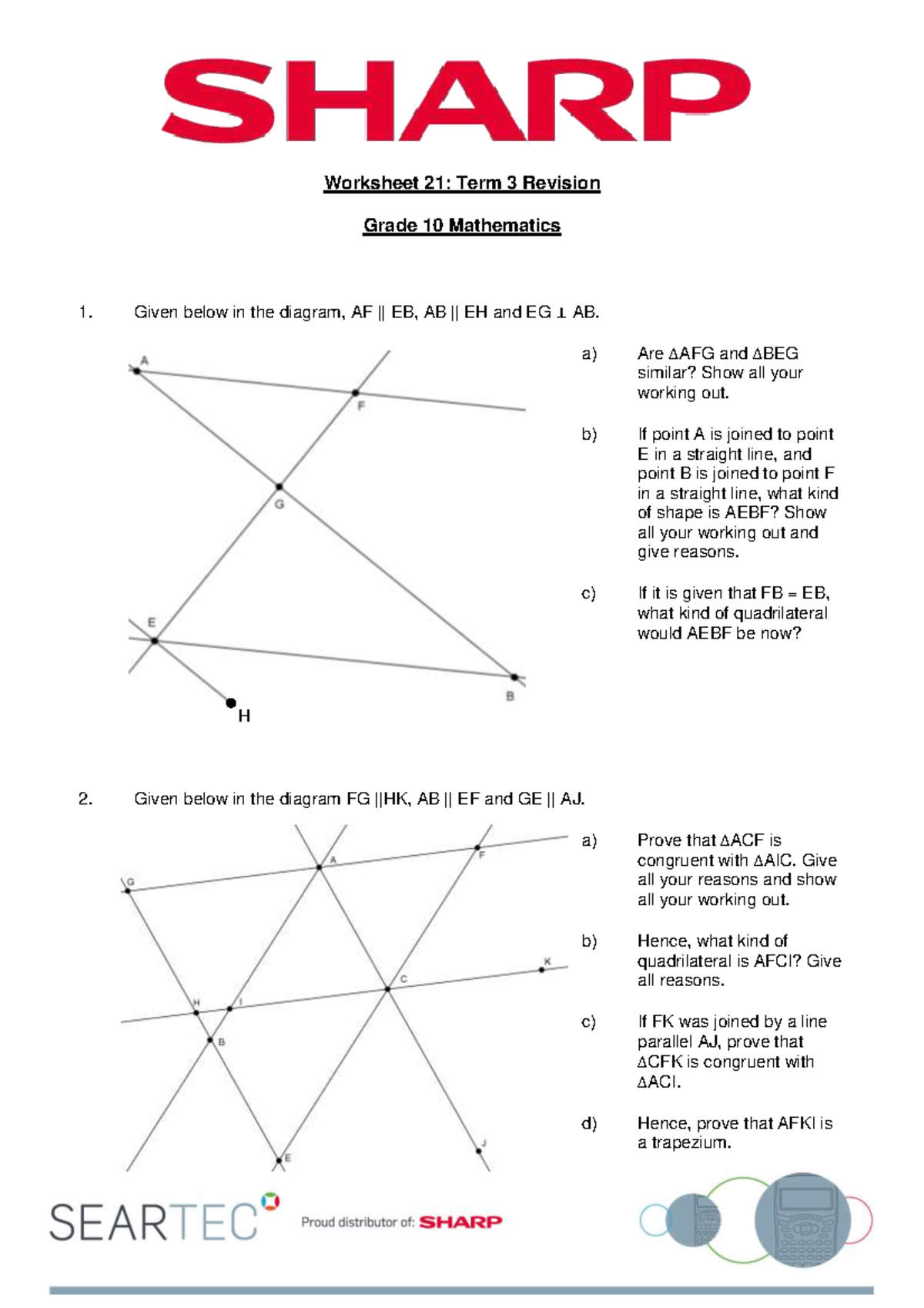 Worksheet 21 - Term 3 Revision Grade 10 Maths - Worksheet 21: Term 3 ...