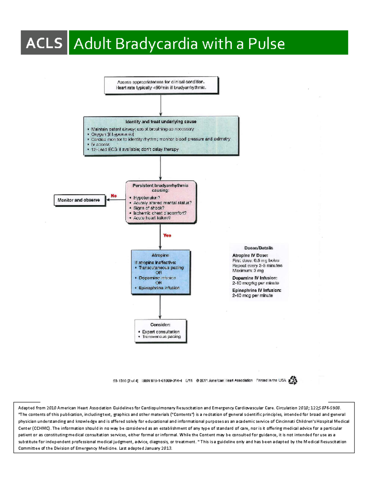 ACLS-Bradycardia - Cardiology - Adapted from 2010 American Heart ...