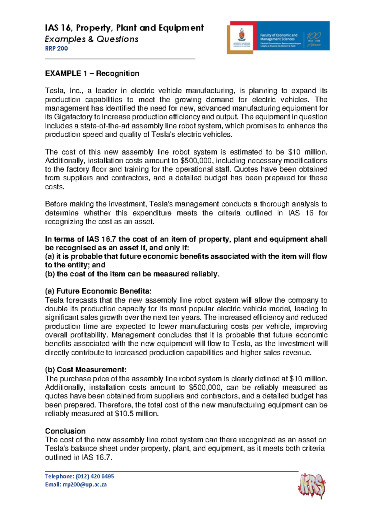 IAS 16 Examples and questions - IAS 16, Property, Plant and Equipment ...