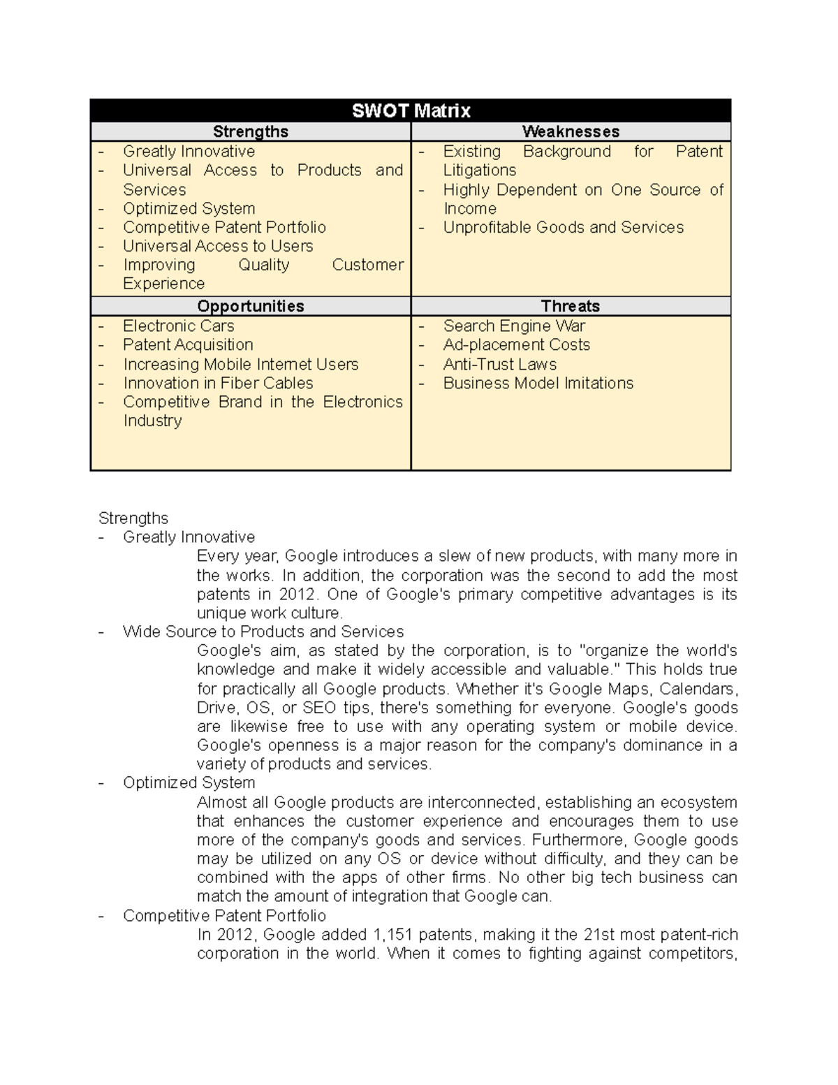 Step 8 SWOT Matrix - Draft 2 - SWOT Matrix Strengths Weaknesses Greatly ...