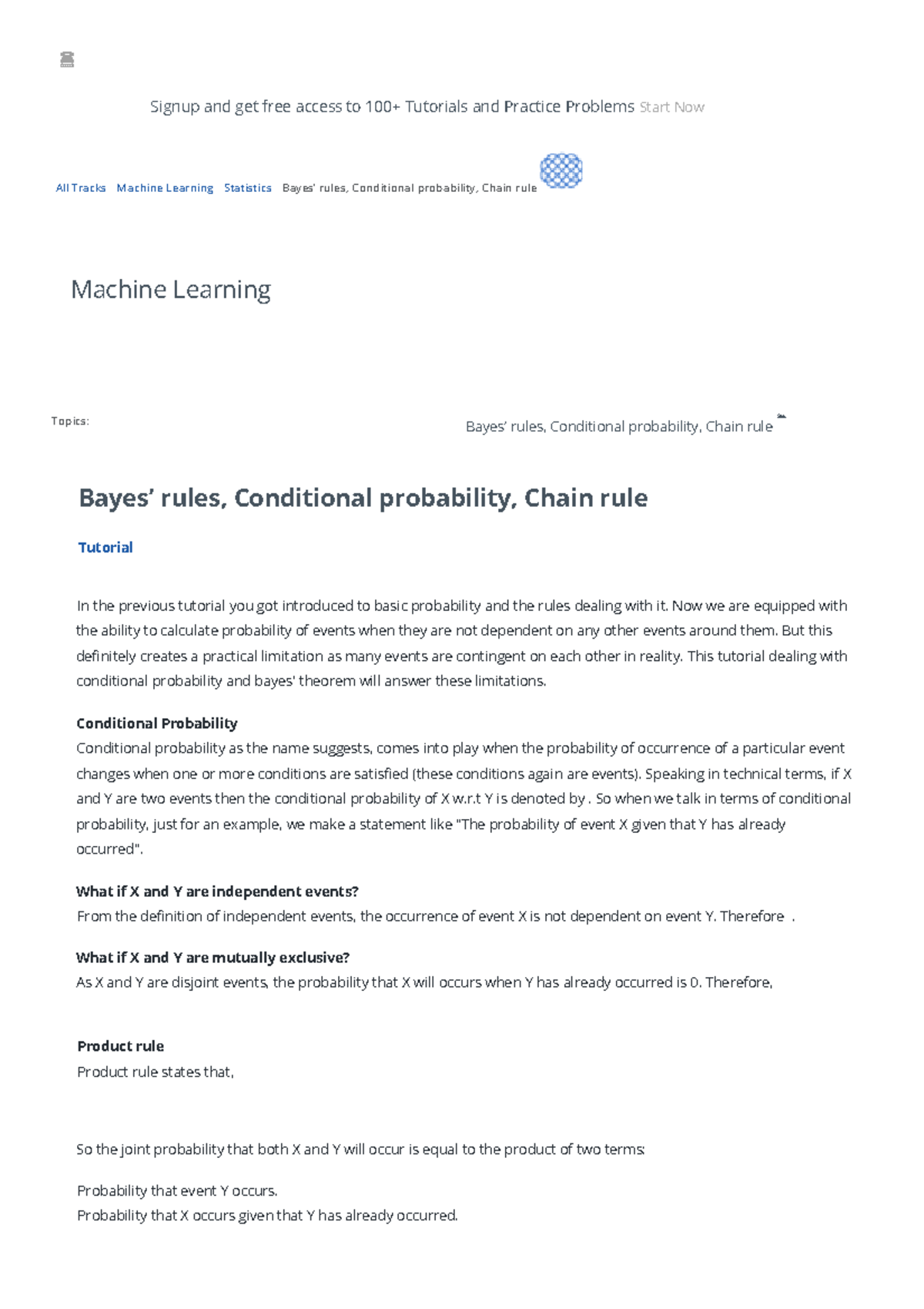 Bayes’ rules, Conditional probability, Chain rule Tutorials & Notes ...