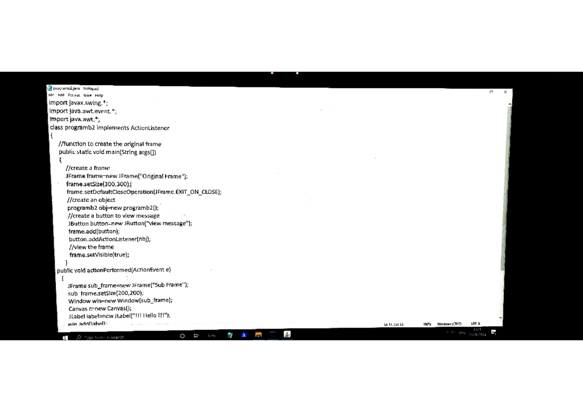 Programb 2Part B - To study metairial - programb2java Notepad X File Edit Format View Help ...