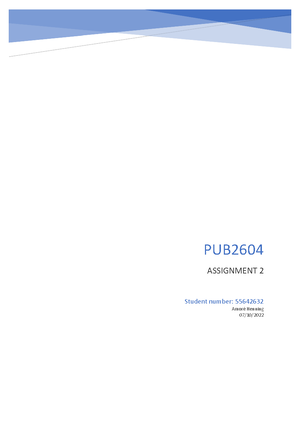 PUB2604 ASS 02 - ASSIGNMENT - UNISA WELFA RE AND SOCIAL SERVIC ES PUB ...