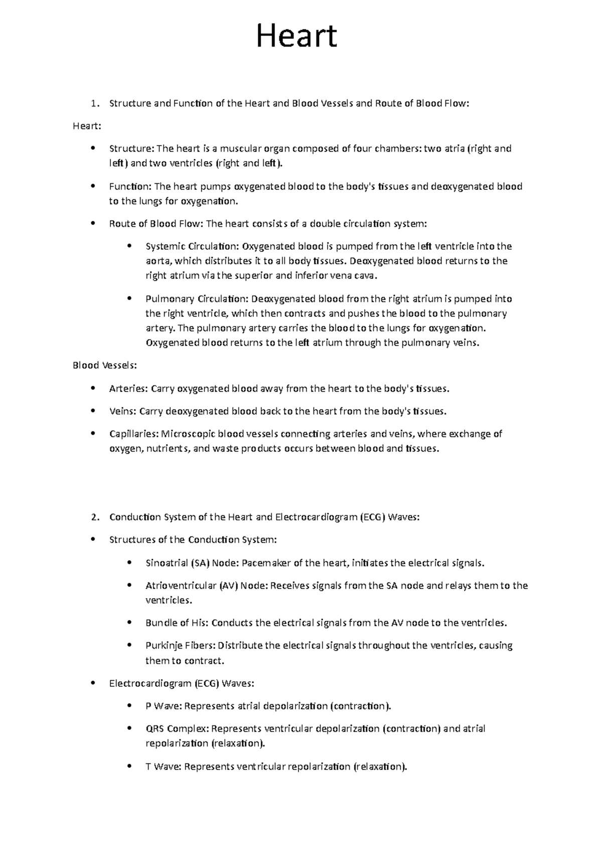 Heart - Answers to lecture objectives - 1. Structure and Function of ...