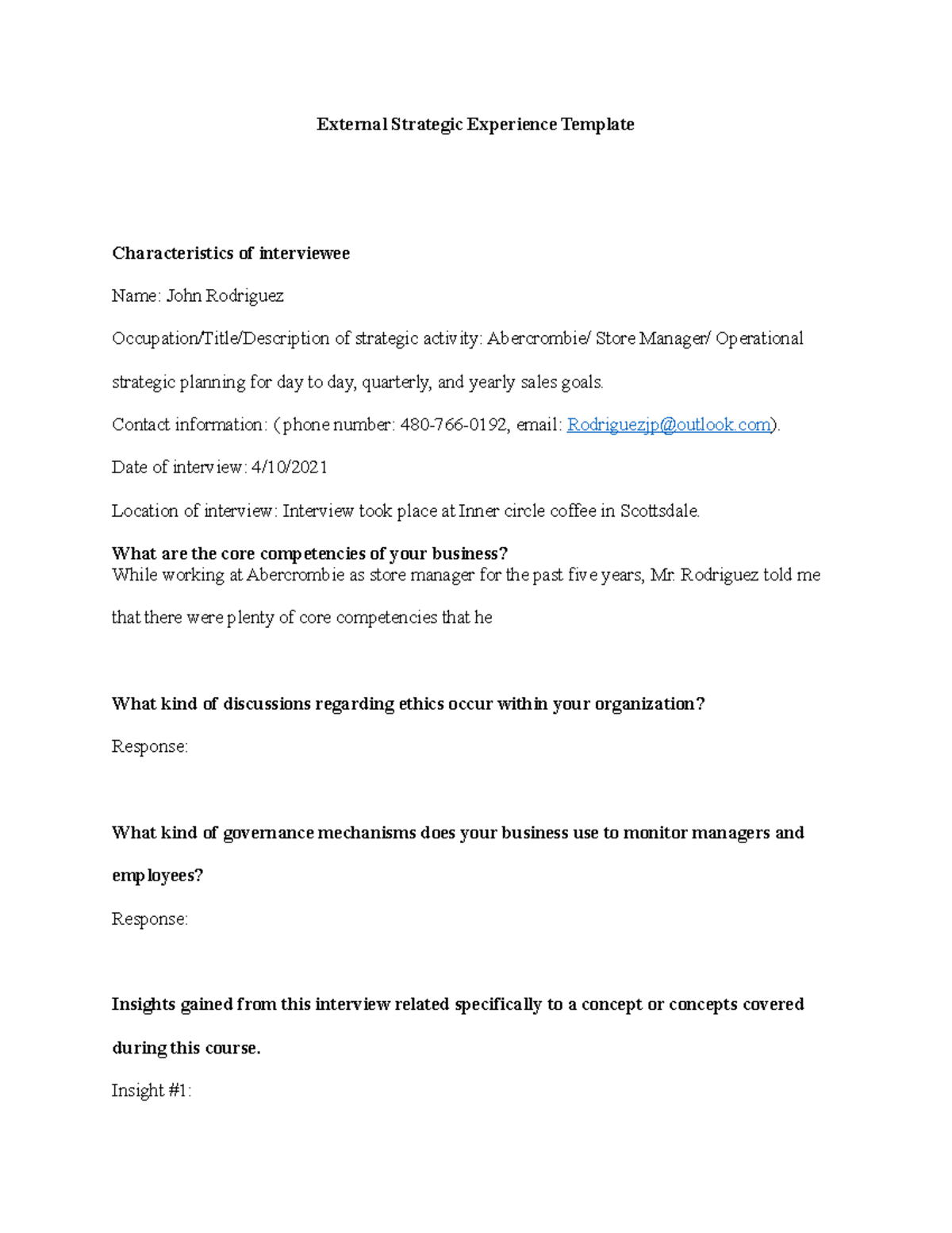 External Strategic Experience Template - External Strategic Experience ...