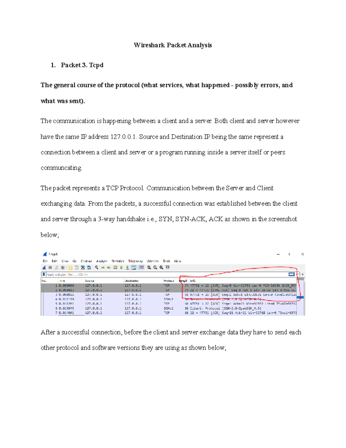 Wireshark Packet Analysis - Wireshark Packet Analysis Packet 3. Tcpd The general course of the ...