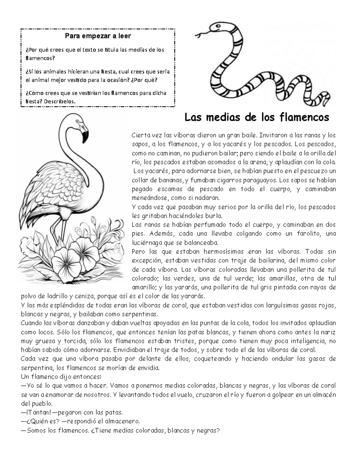 Las medias de los flamencos - Las medias de los flamencos Cierta vez ...