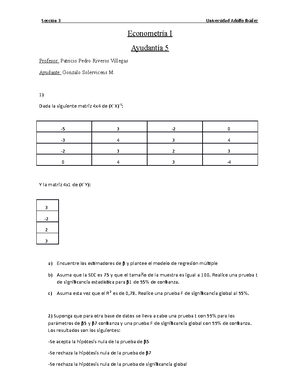 Guia 5 Regresión Multiple - Econometr ́ıa I Profesor: Felipe Morales Ayudante: Gianinna Gonz ...