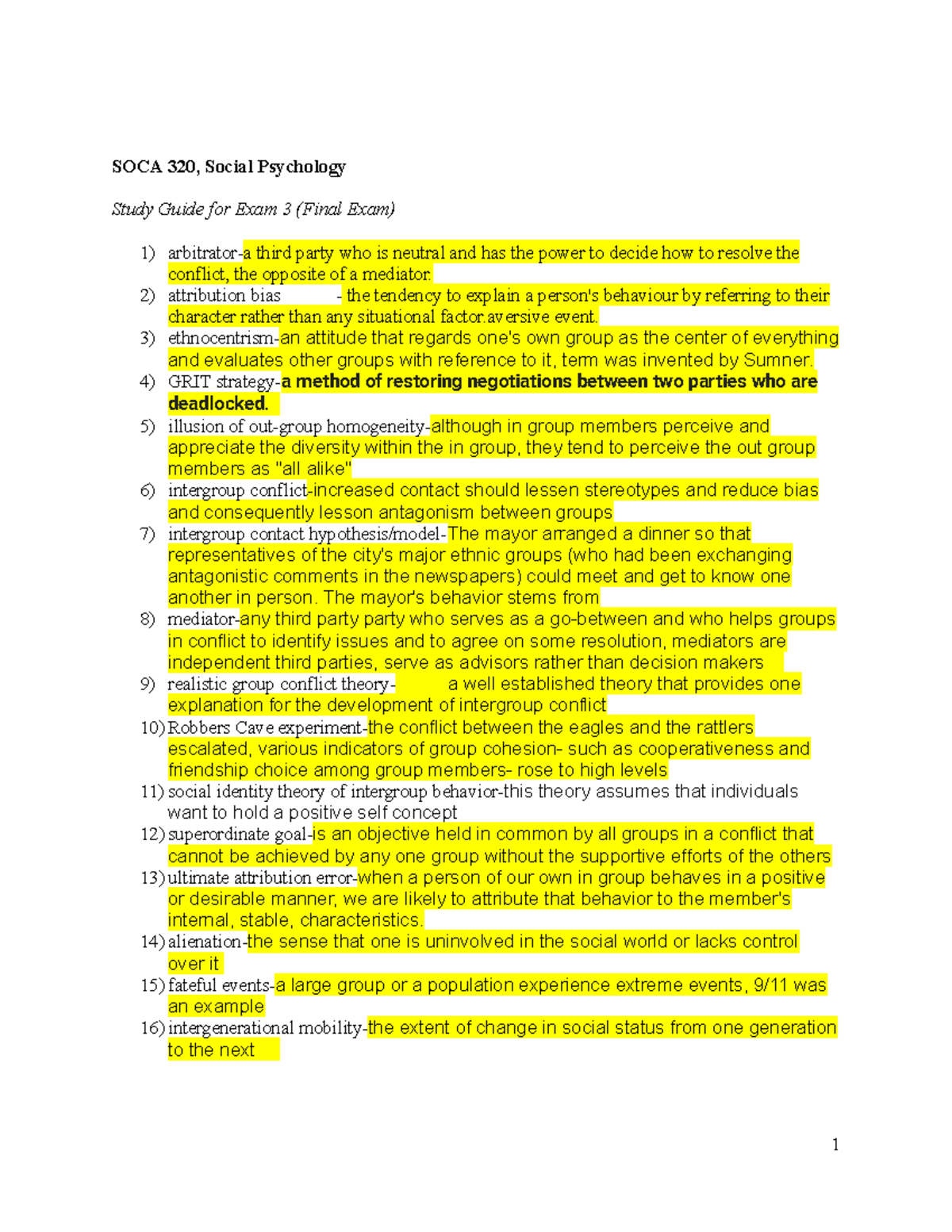 UTF-8''Study Guides for All Three Exams Updated D2 - SOCA 320, Social ...