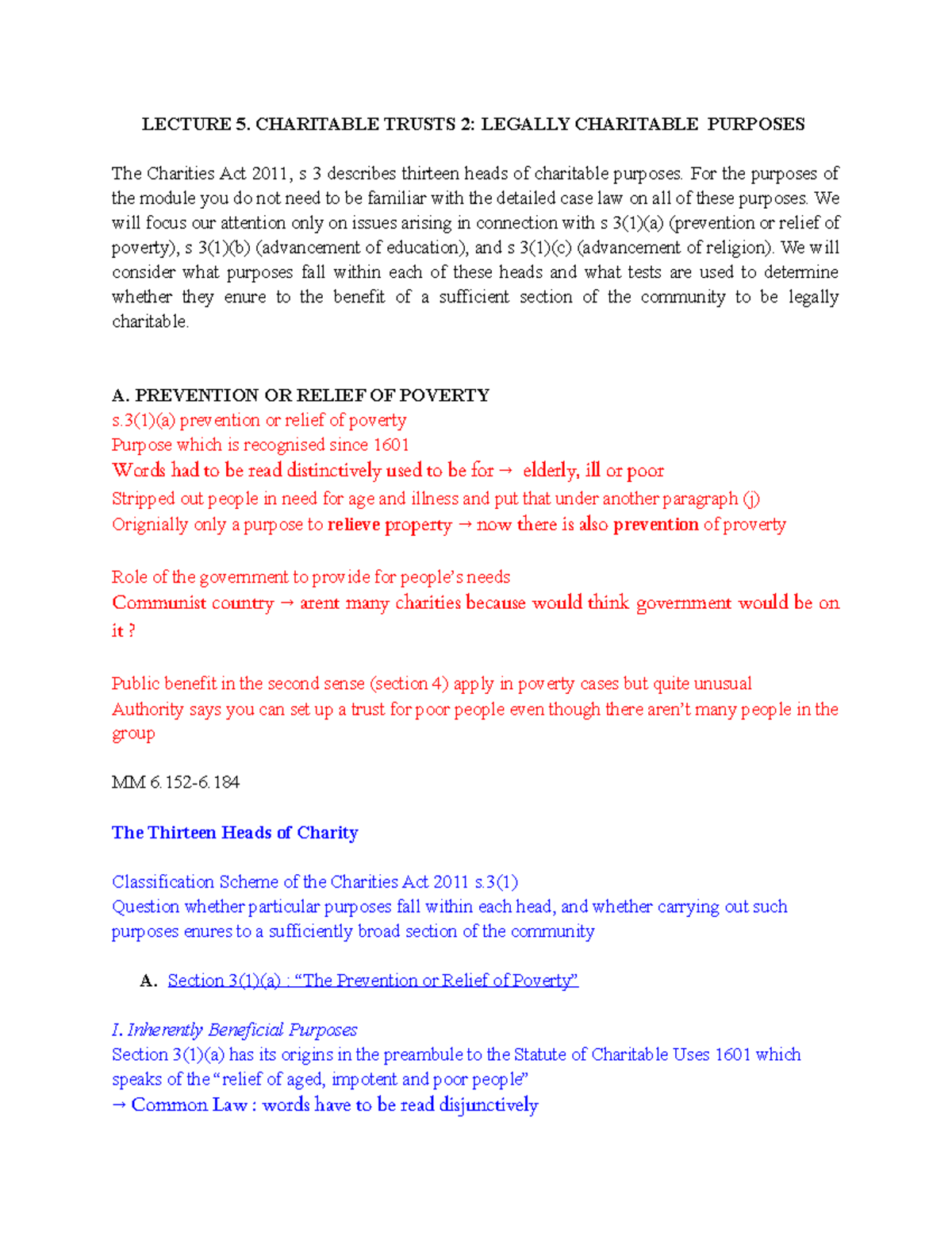 Lecture 5 - Charitable Trusts 2 - Lecture notes - LECTURE 5. CHARITABLE ...