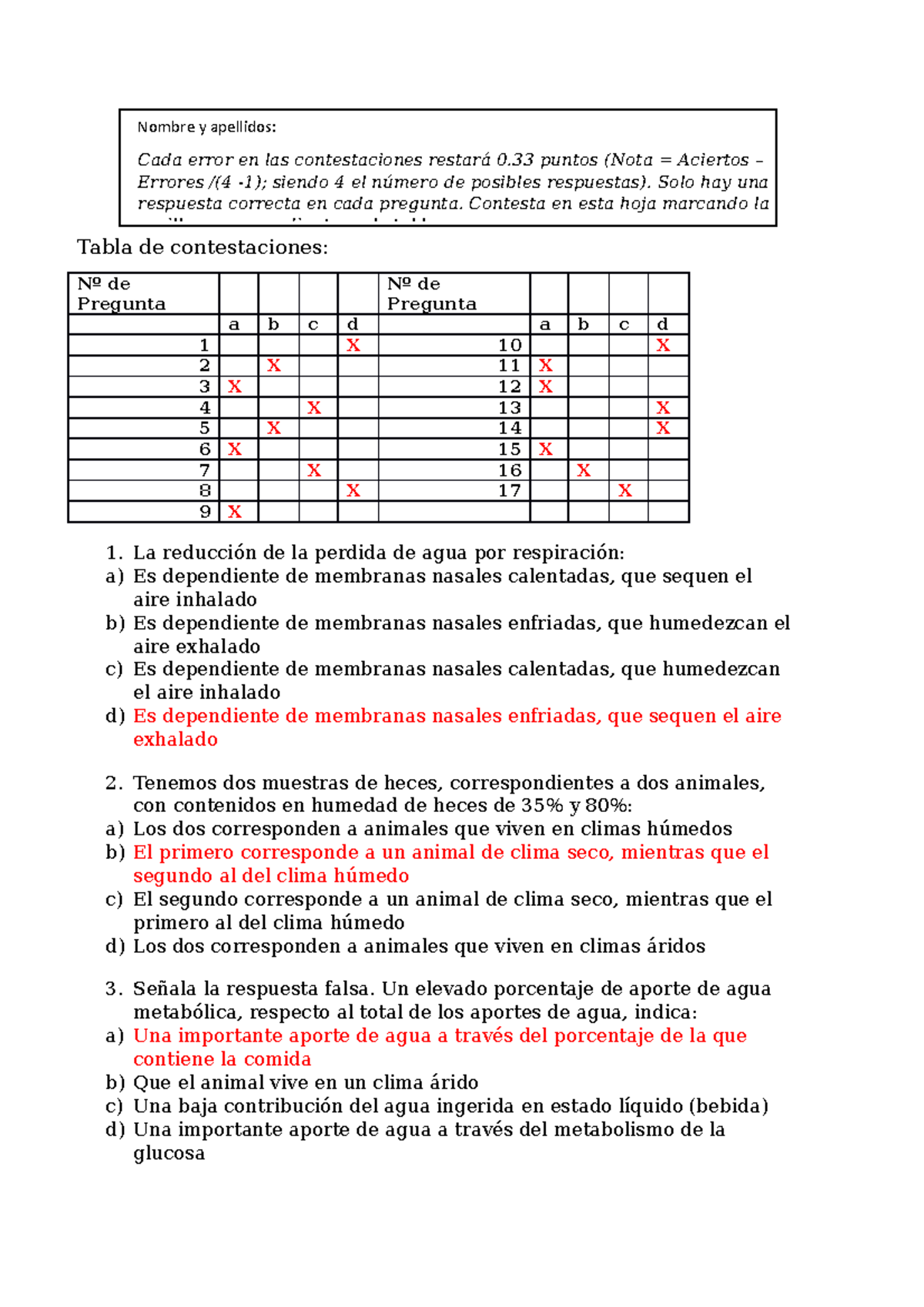 Seminario 2c corregido - Tabla de contestaciones: Nº de Pregunta Nº de ...