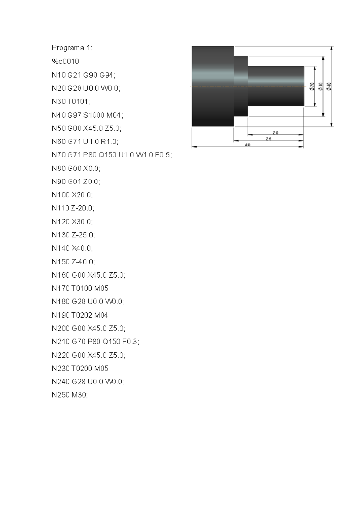 Programas - N60 G50 S N70 G97 S500 M N80 T N90 M N100 G00 X42 Z1. N110 ...
