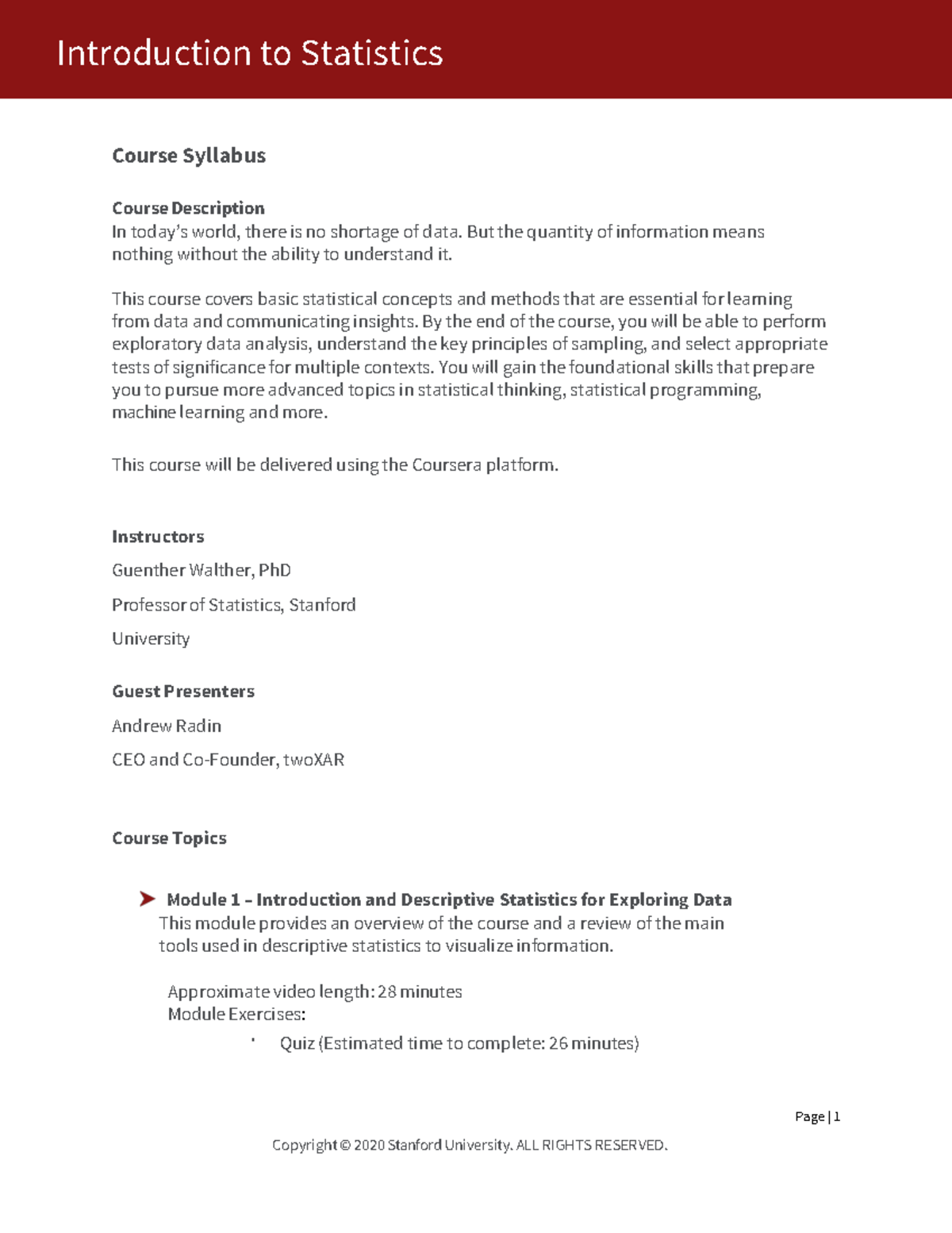 Foundations Data Science Syllabus Page 1 Course Syllabus Course