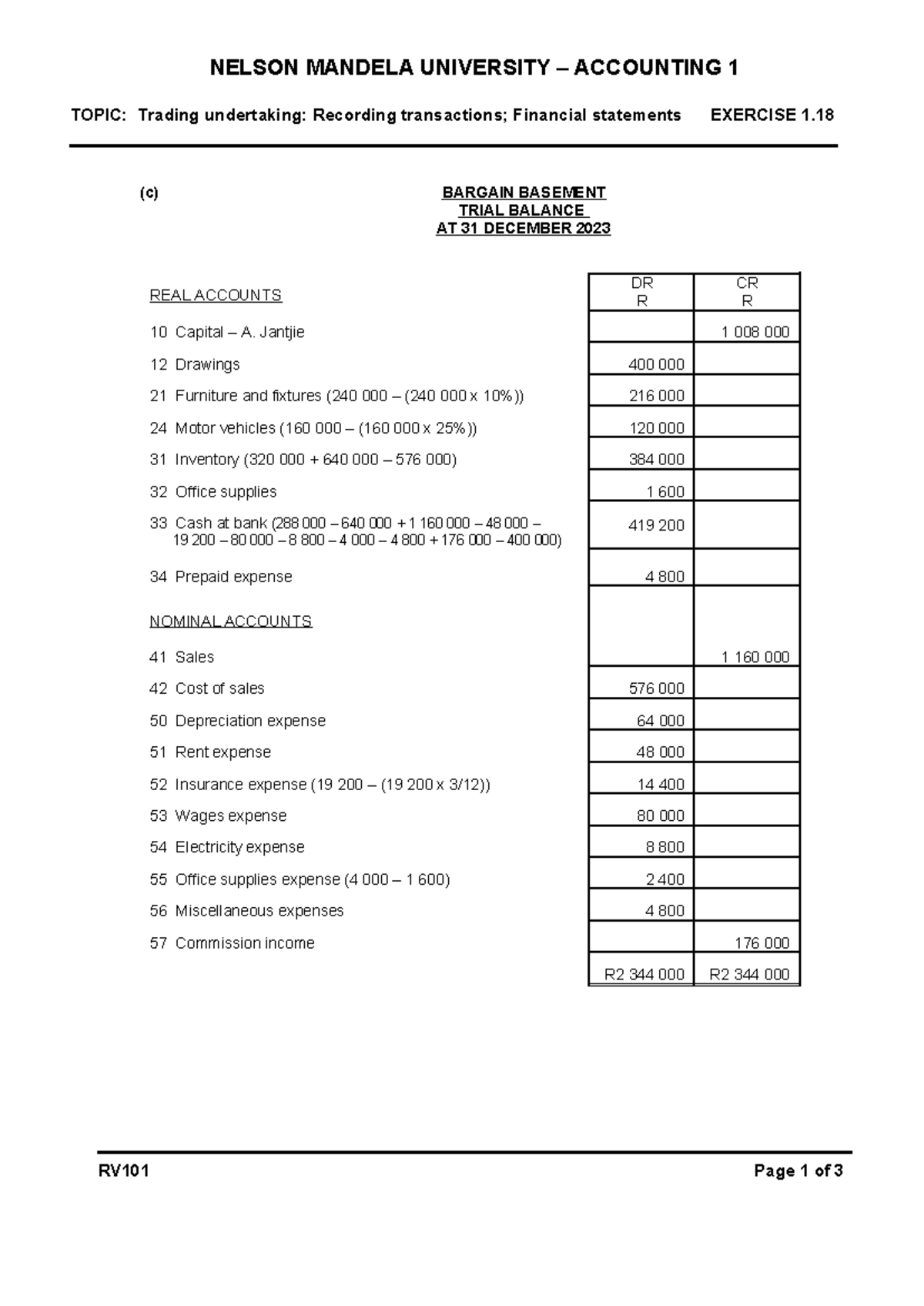 EXER 1.18 SOL (2024) - Gonna help you understand ledgers - NELSON ...