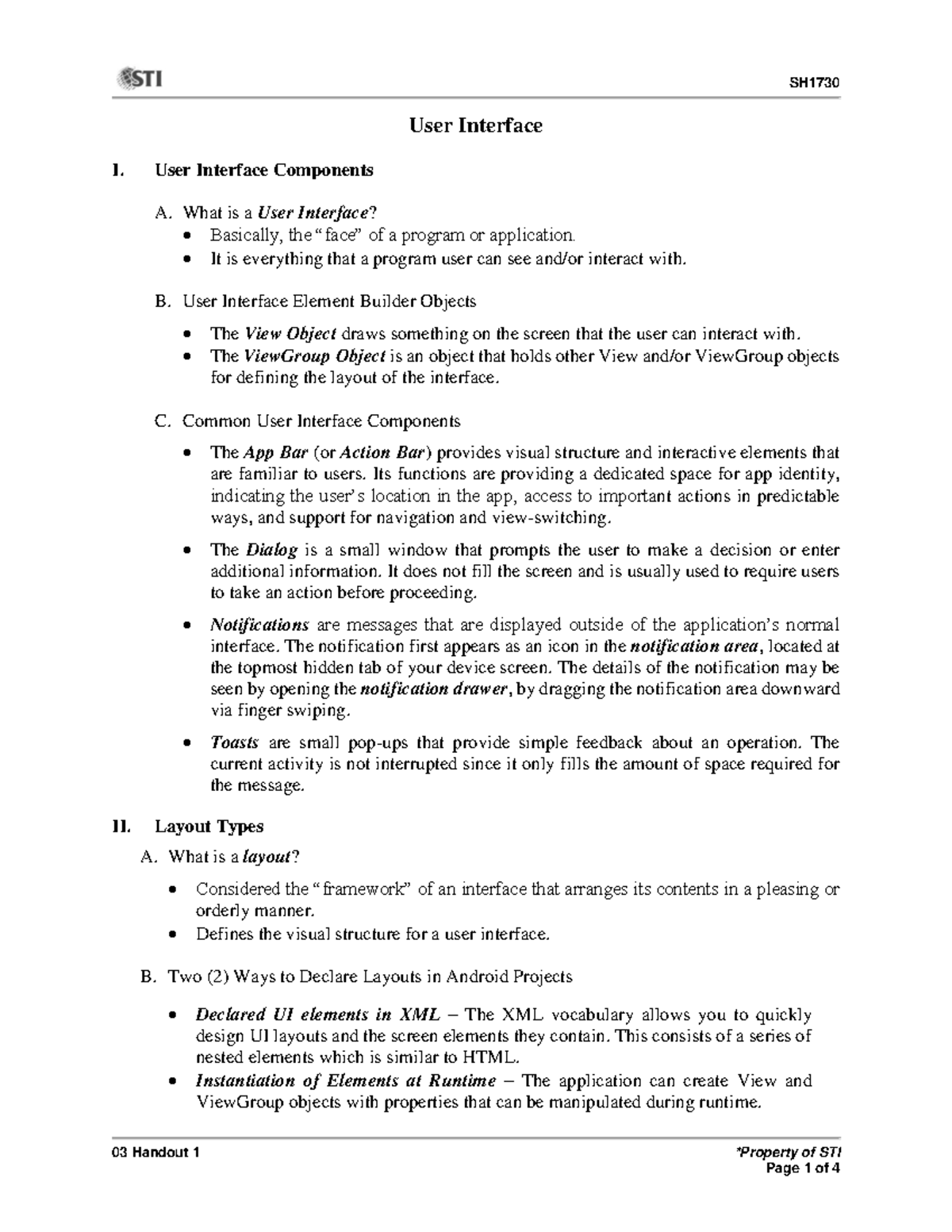 03 Handout 114 03 Handout 1 Property Of Sti User Interface I User Interface