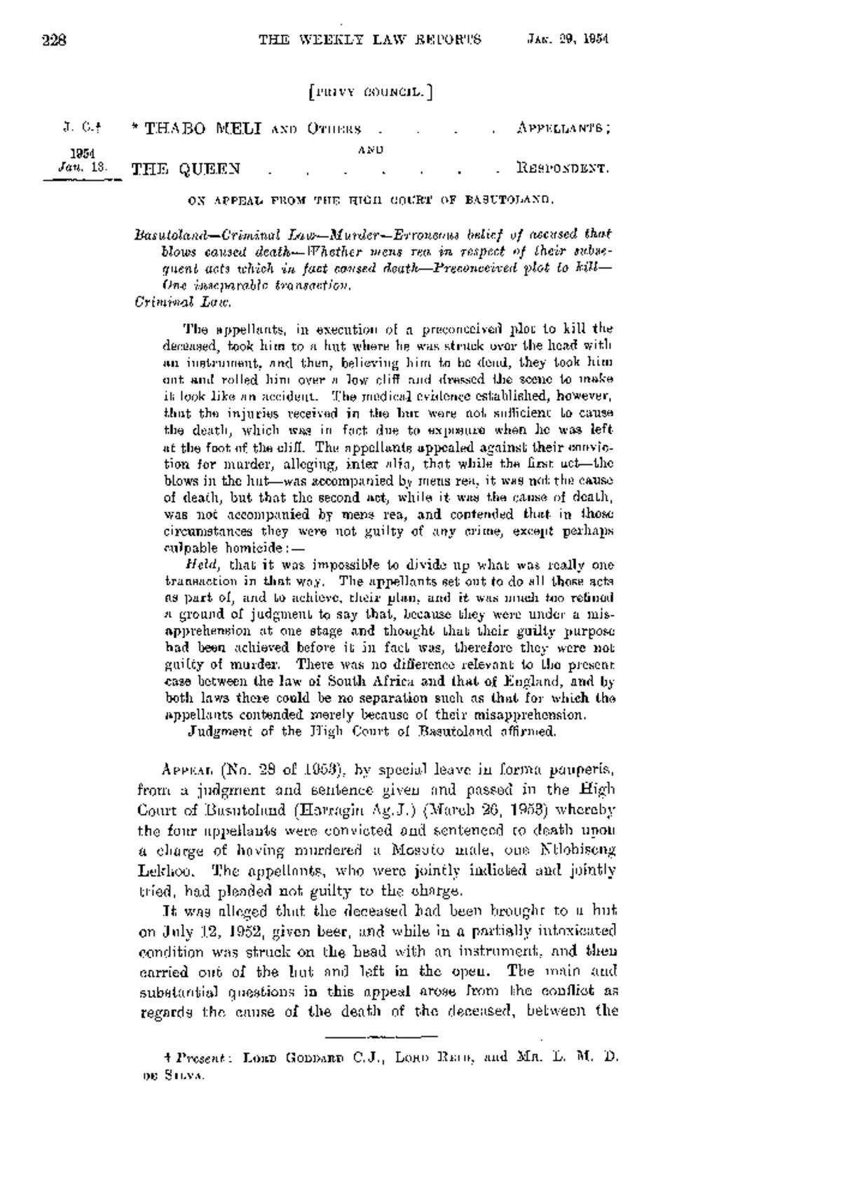 Thabo MELI AND Others Appellants; AND THE Queen Respondent. [1954] 1 ...