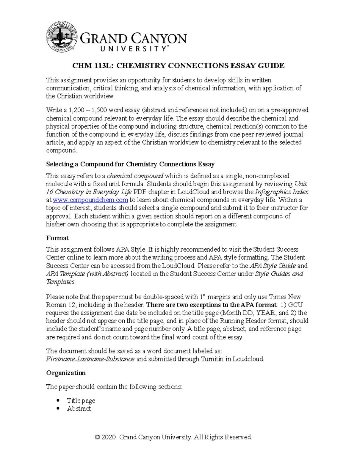 Chemistry Connections Essay Guide: Chemical Compound Analysis with ...