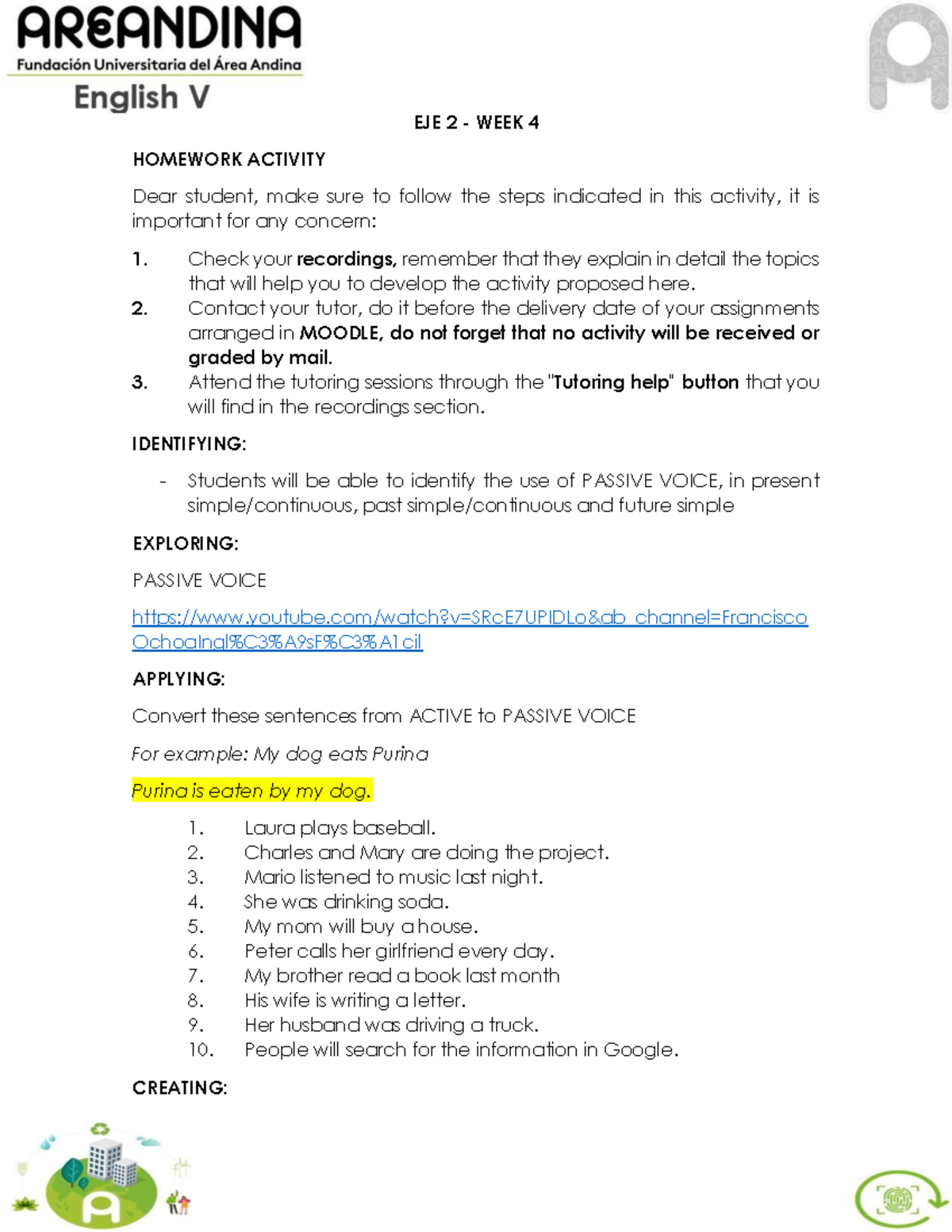 English 5 - EJE 2 - Week 4 pdf - EJE 2 - WEEK 4 HOMEWORK ACTIVITY Dear student, make sure to ...