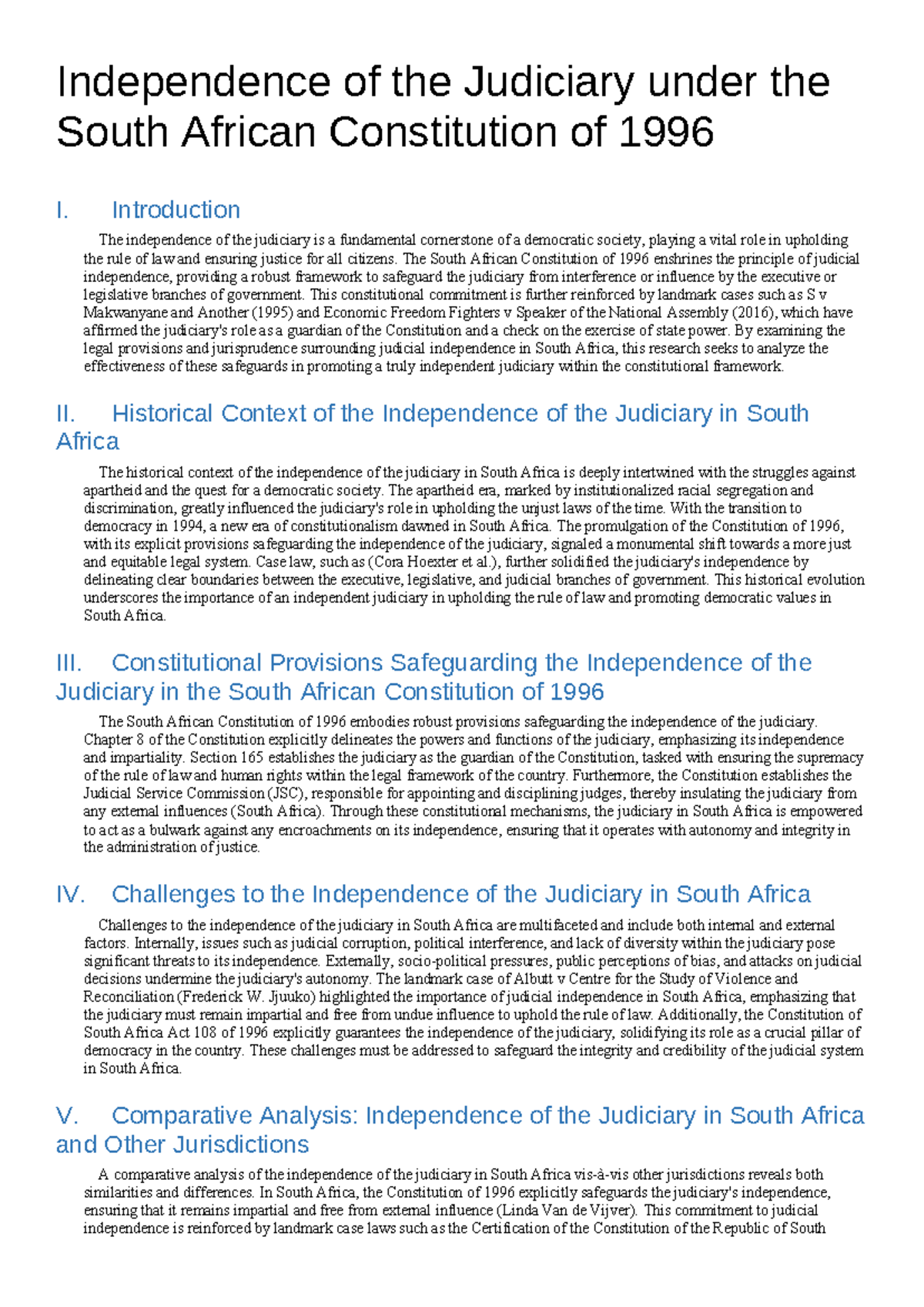 Independence-of-the-judiciary-under-the-south-african-constitution-of-1996 - Independence of the ...