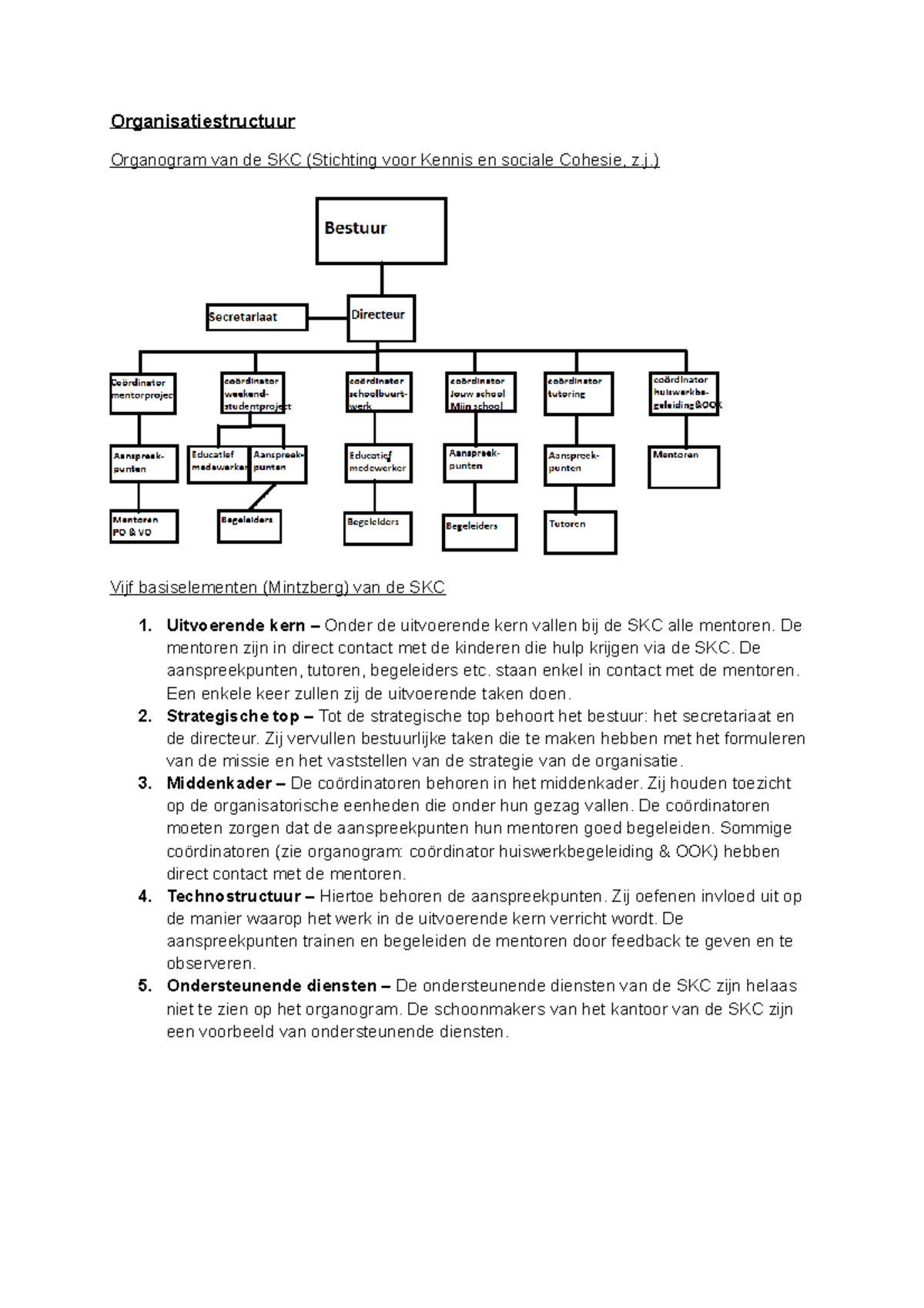 Opdracht 3 - Organisatiestructuur Organogram van de SKC (Stichting voor ...