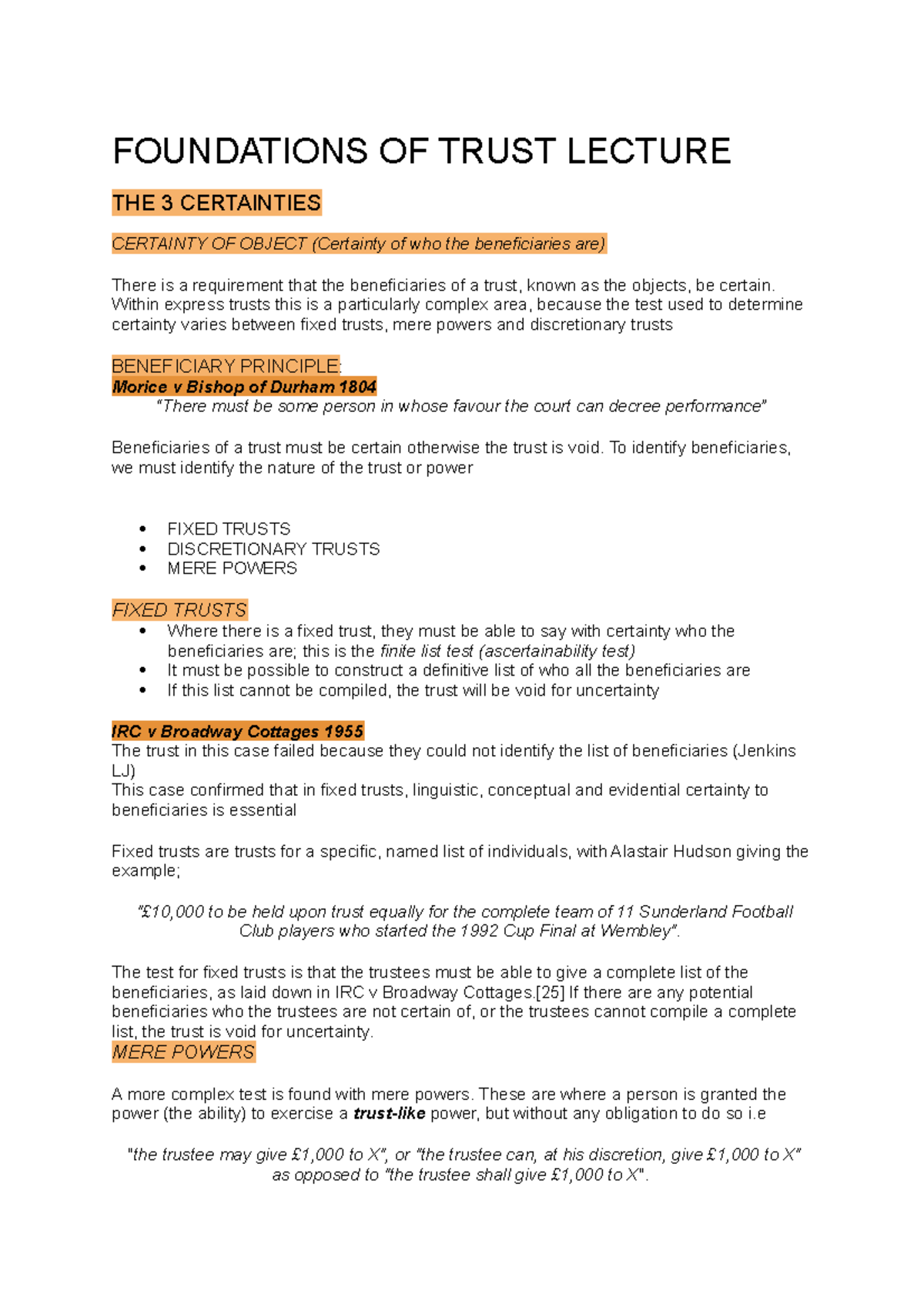 Foundations OF Trust Lecture 4 - FOUNDATIONS OF TRUST LECTURE THE 3 CERTAINTIES CERTAINTY OF ...