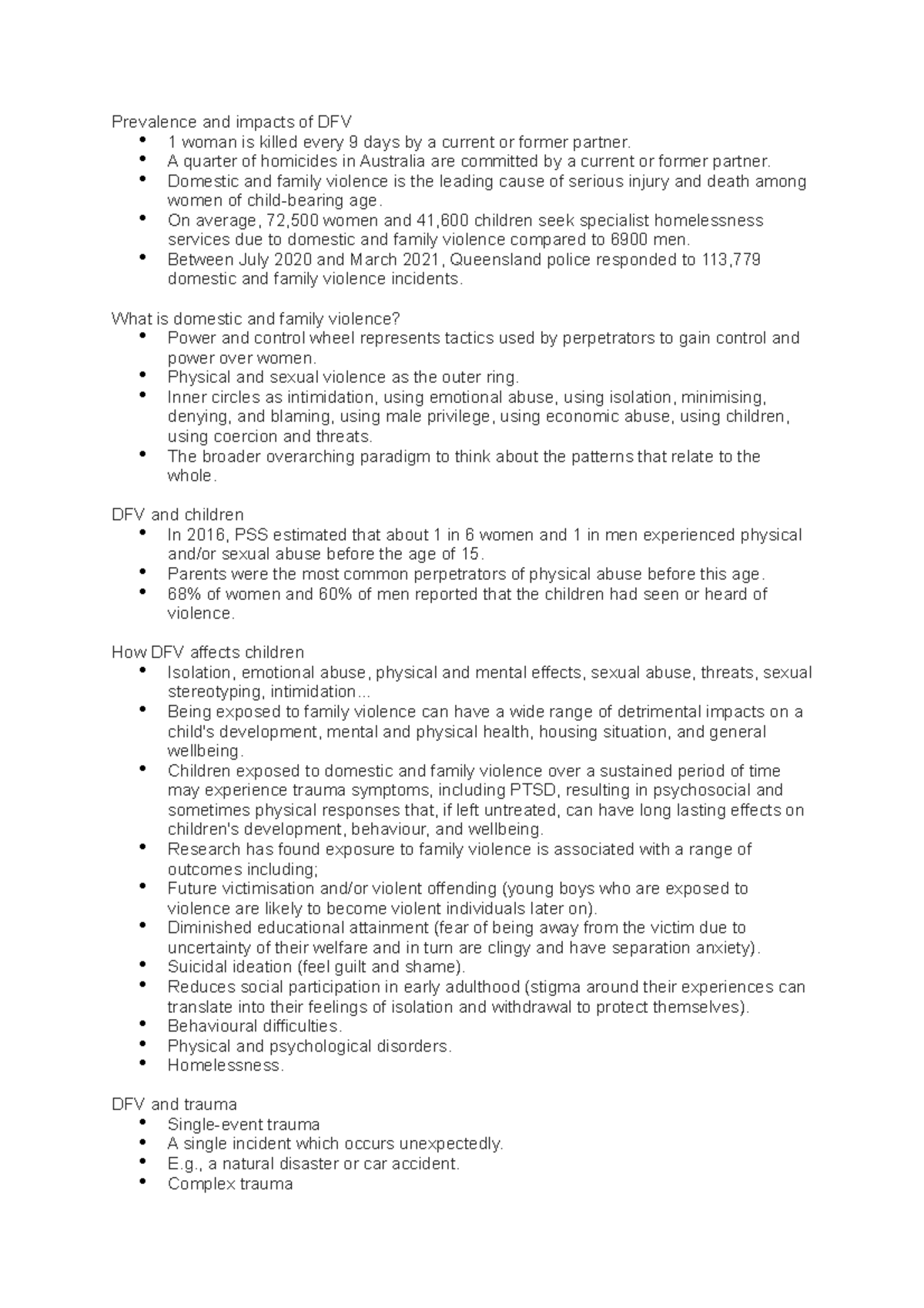 Wk 9 jsb286 - week 9 tutorial - Prevalence and impacts of DFV 1 woman ...