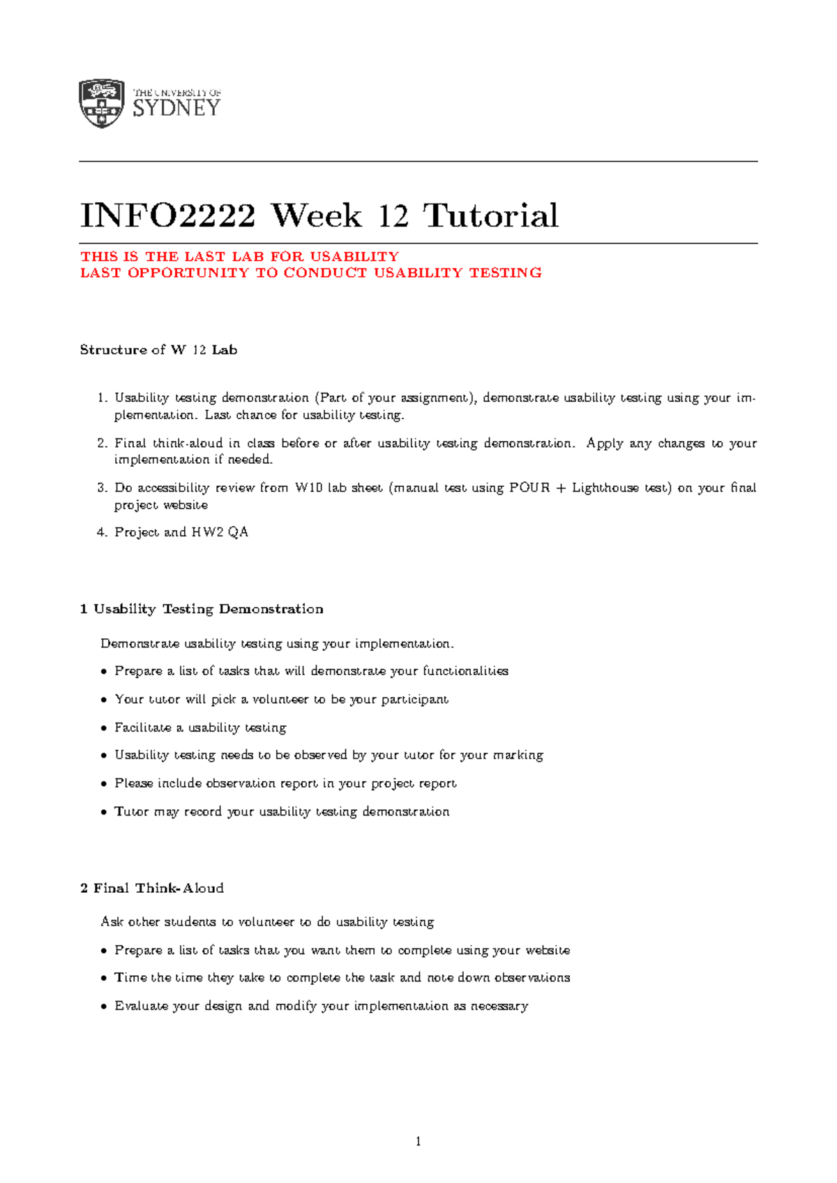 INFO2222 Tutorial Week12 - INFO2222 Week 12 Tutorial THIS IS THE LAST ...