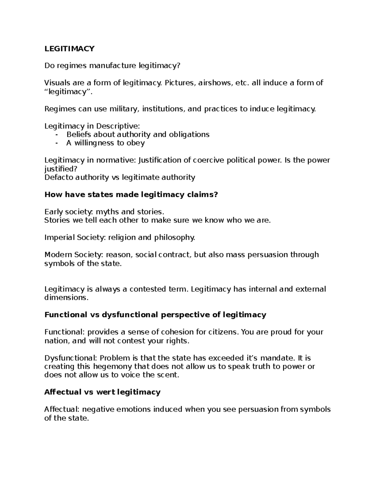 Lecture 10 - LEGITIMACY Do regimes manufacture legitimacy? Visuals are ...