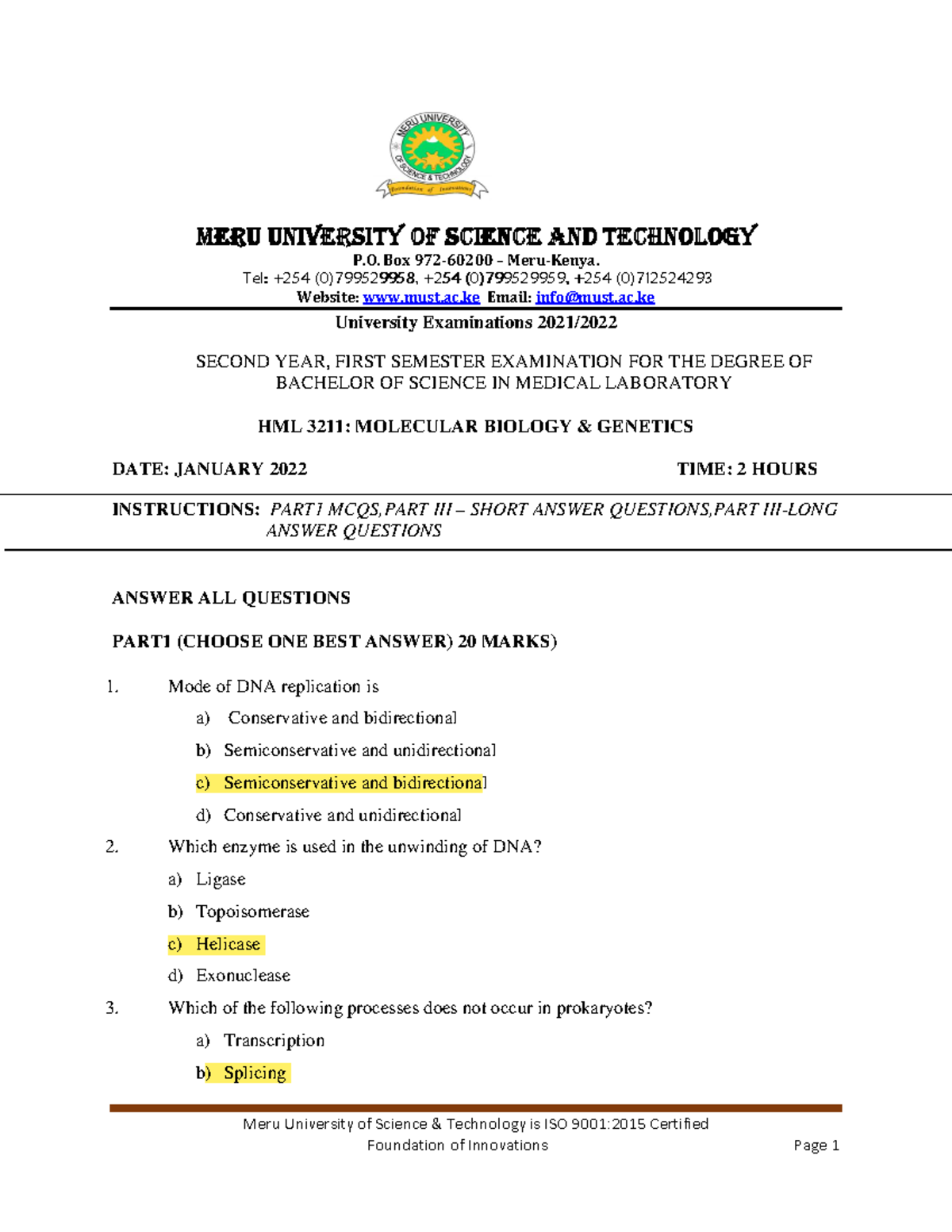 HML-3211- Molecular- Biology- Genetics - Meru University of Science ...