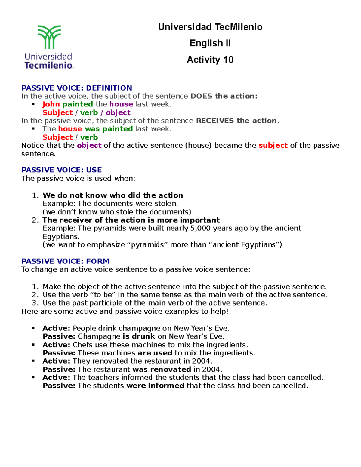 Activity 10 Inglés - Actividad 10 ingles intermedio actividad en clase ...