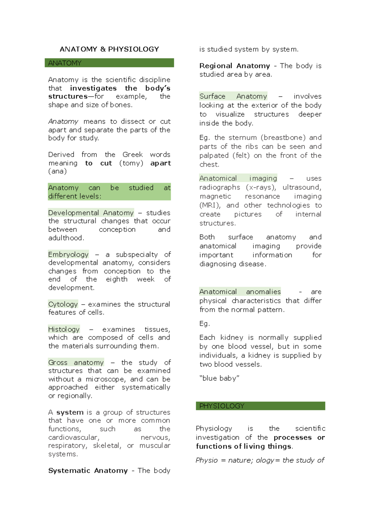 Anaphy - 1 - Anatomy and Physiology Introduction - ANATOMY & PHYSIOLOGY ...