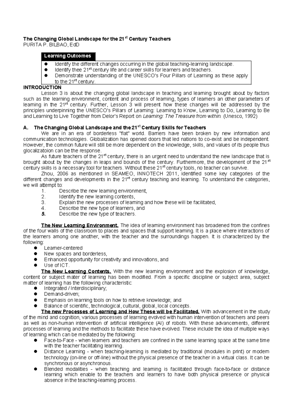 The Changing Global Landscape for the 21st Century - BILBAO, EdD ...