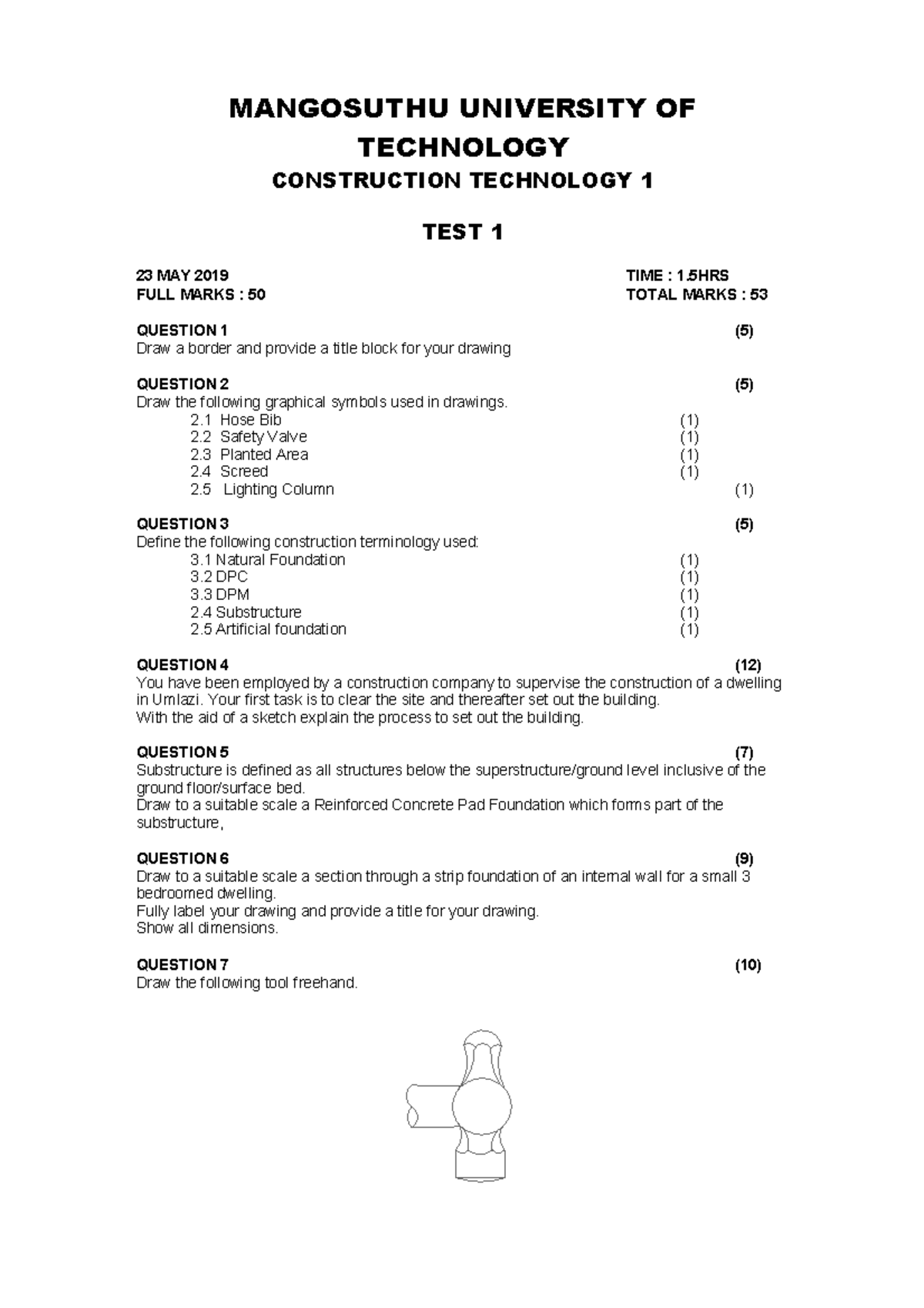 Test 1 - 19-TECH1 - Test 1 - 19-TECH1 - MANGOSUTHU UNIVERSITY OF ...