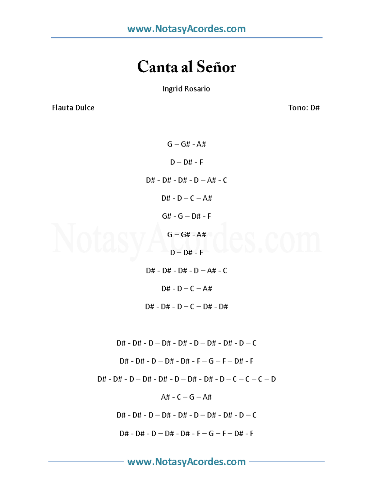 Canta al Señor en flauta Ingrid Rosario - NotasyAcordes NotasyAcordes ...