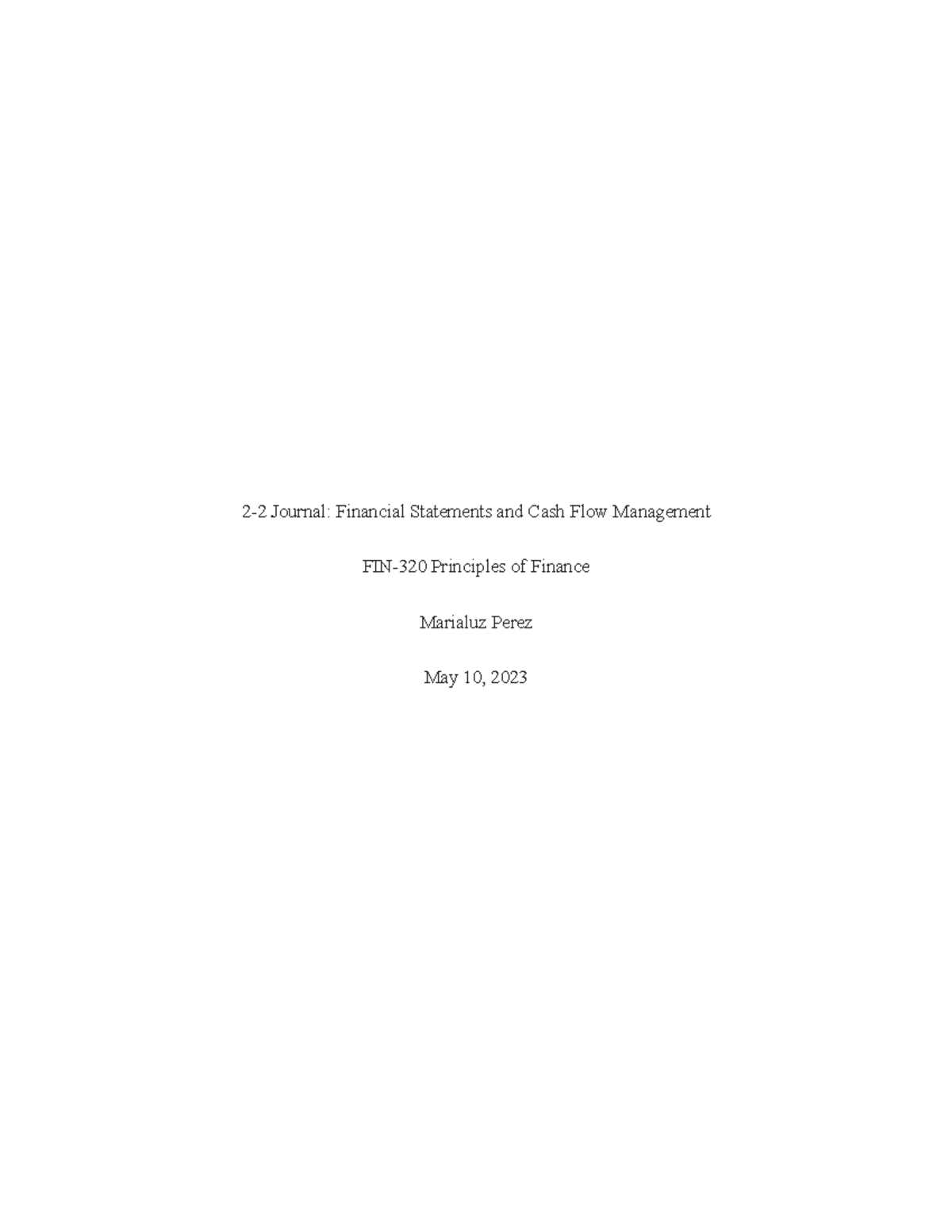 FIN2-2 journal - hope you can use - FIN320 - SNHU - Studocu