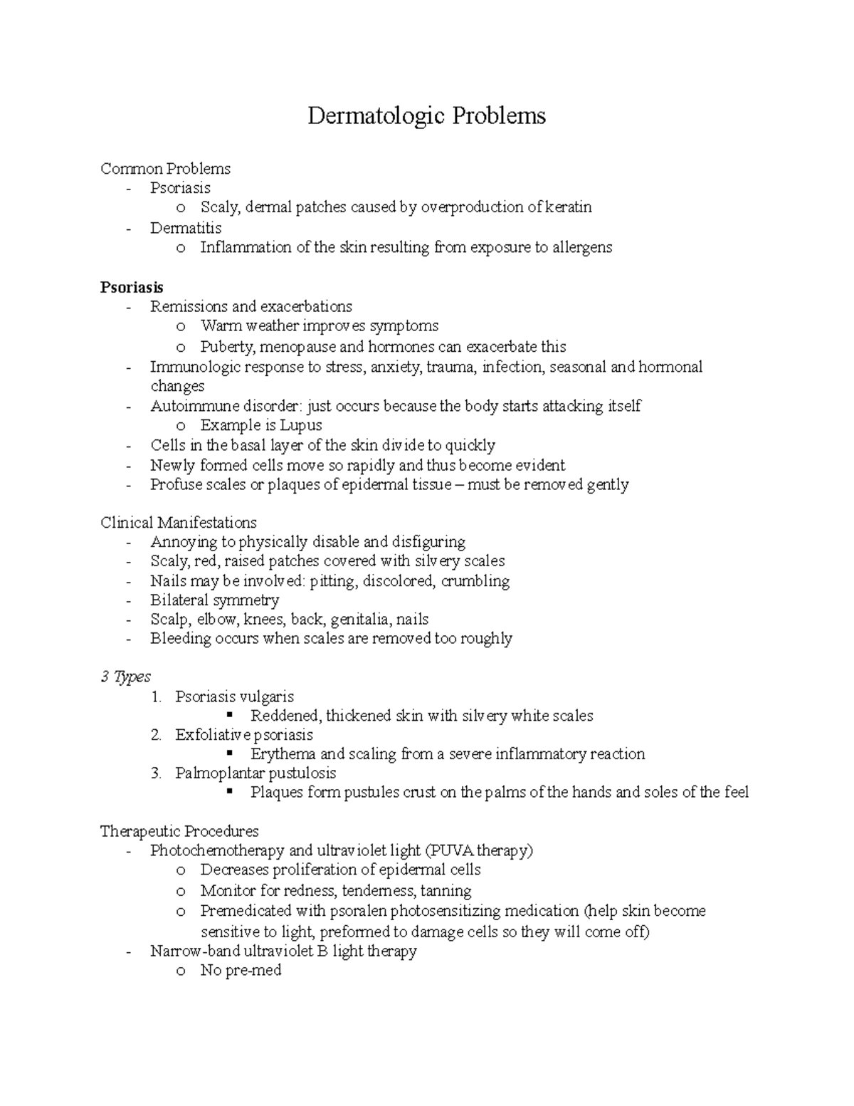 Week 3 Dermatologic Problems - Dermatologic Problems Common Problems ...