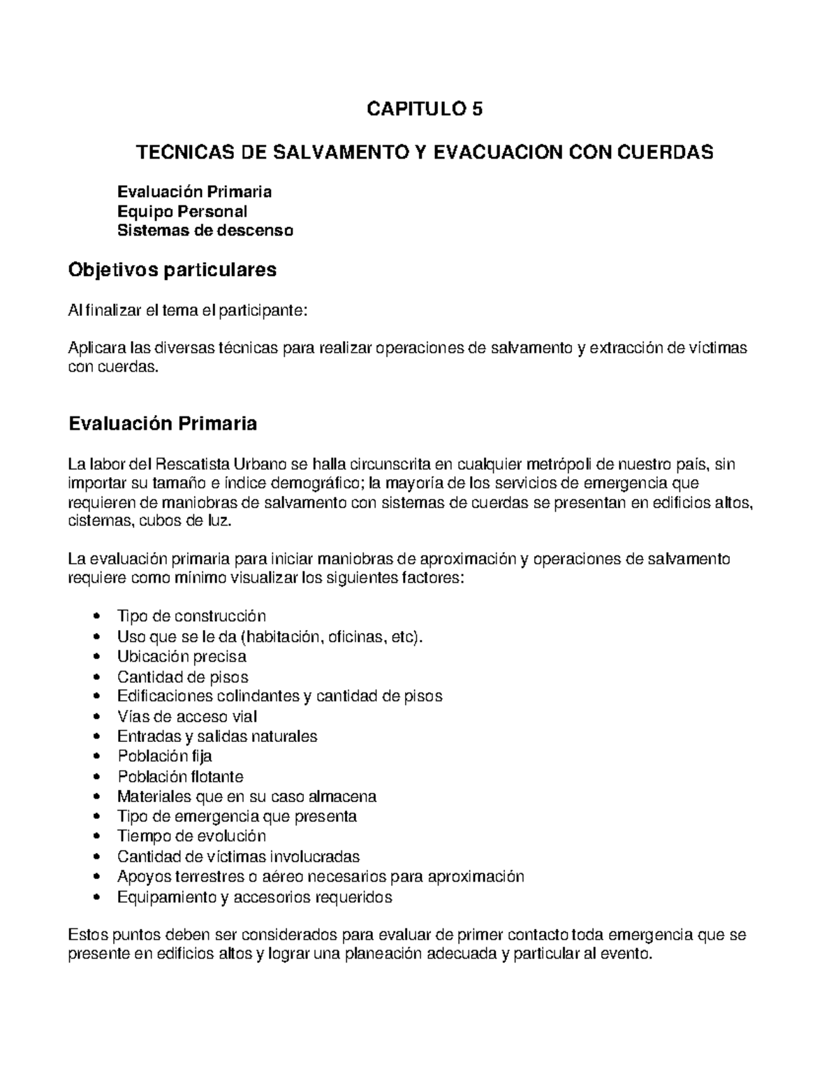 Manual de Rescate Urbano Basico - CAPITULO 5 TECNICAS DE SALVAMENTO Y ...
