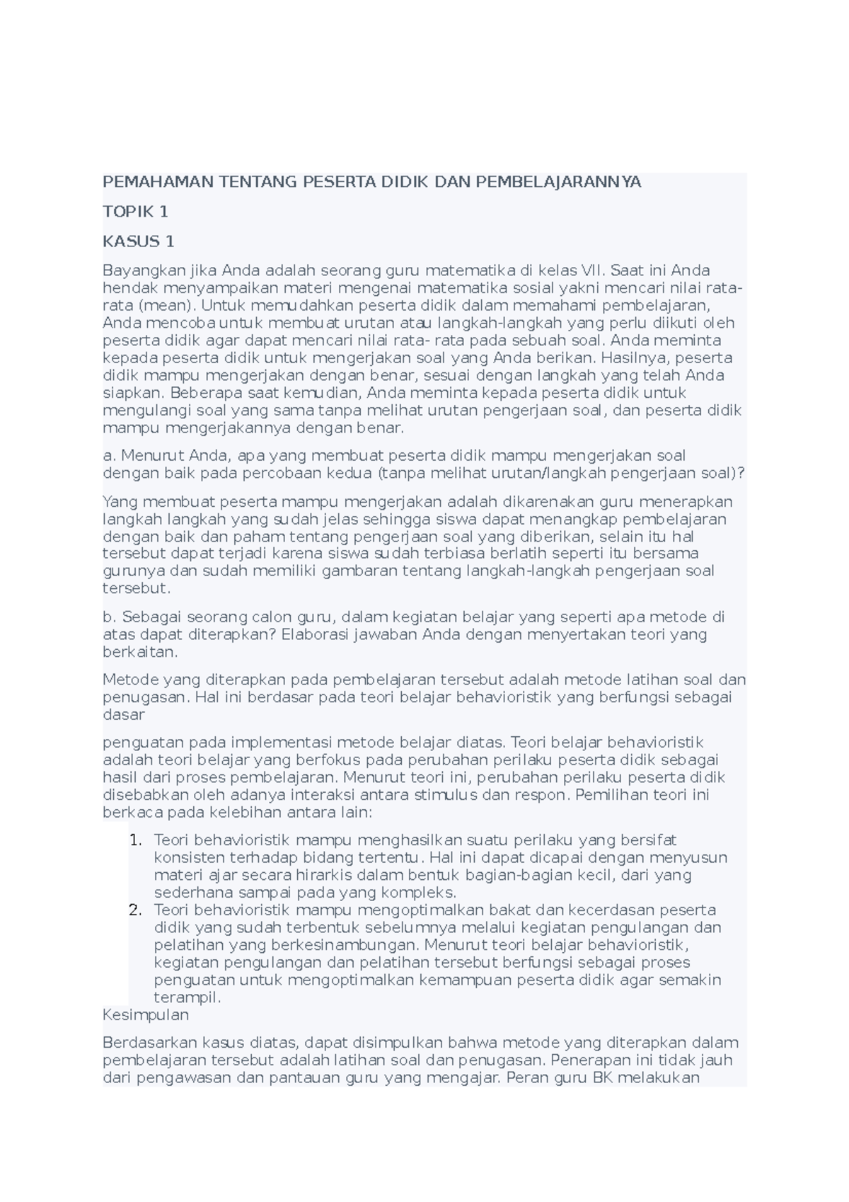 Pemahaman PD ( ruang kolaborasi) - PEMAHAMAN TENTANG PESERTA DIDIK DAN PEMBELAJARANNYA TOPIK 1 ...