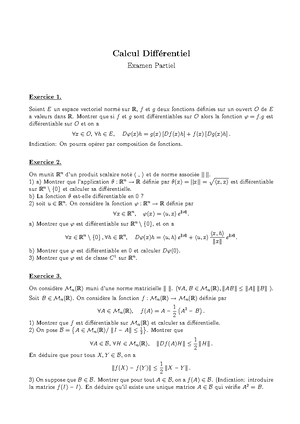 Exercices calcul différentiel 4 - CINQUANTE-SIX EXERCICES DE CALCUL DIFFÉRENTIEL POUR LA ...